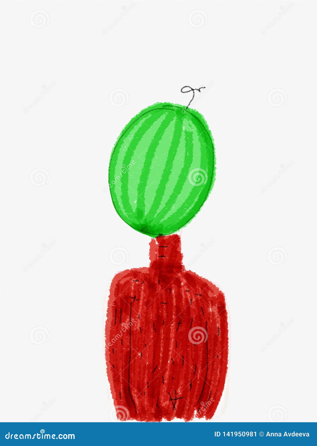 A Watermelon Head Creative Character Stock Vector - Illustration of ...