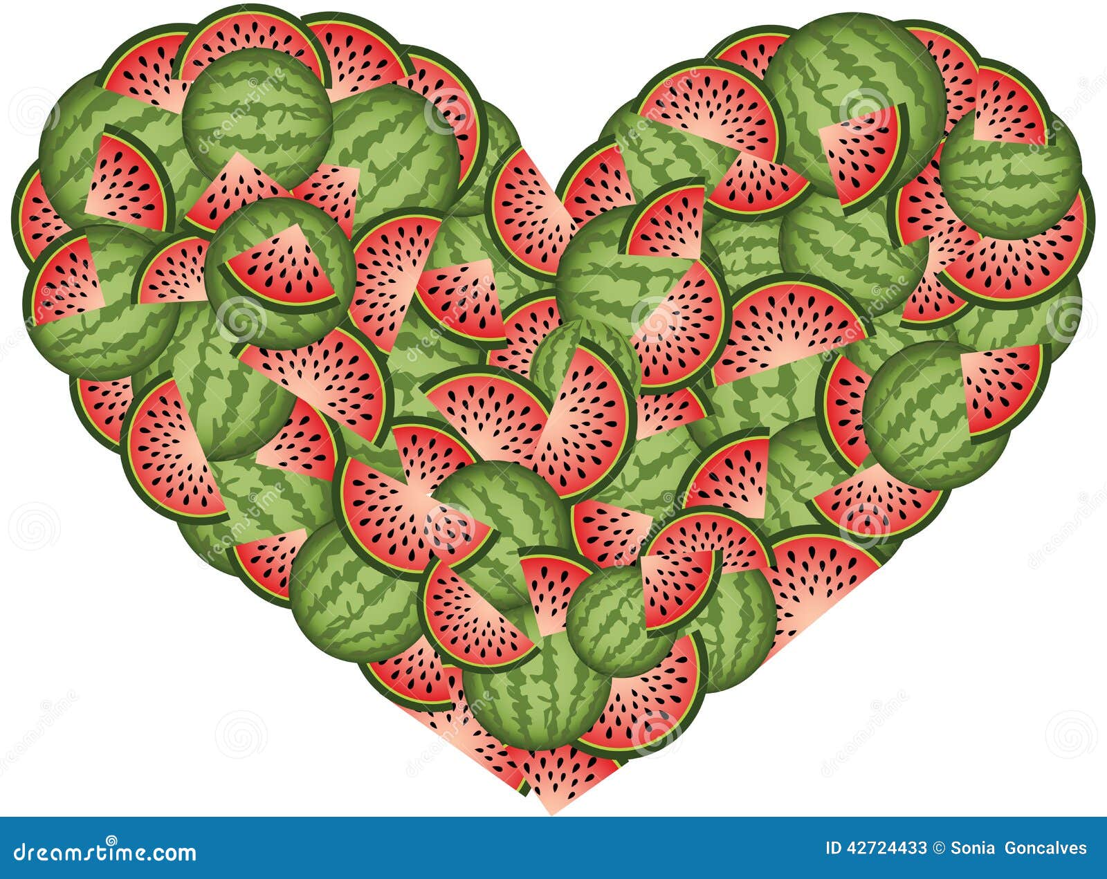 Watermelon Heart Shaped stock vector. Illustration of summer - 42724433
