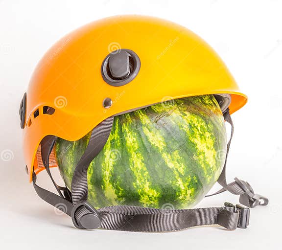 Watermelon in a helmet stock photo. Image of edible, object - 53528432