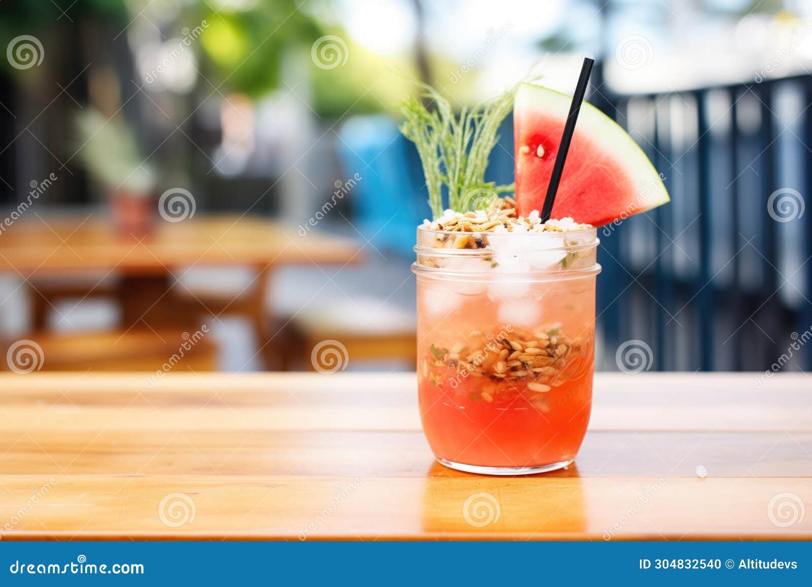 Watermelon Iced Tea, Watermelon Slice, Seeds, Ice, Outdoor Setting ...