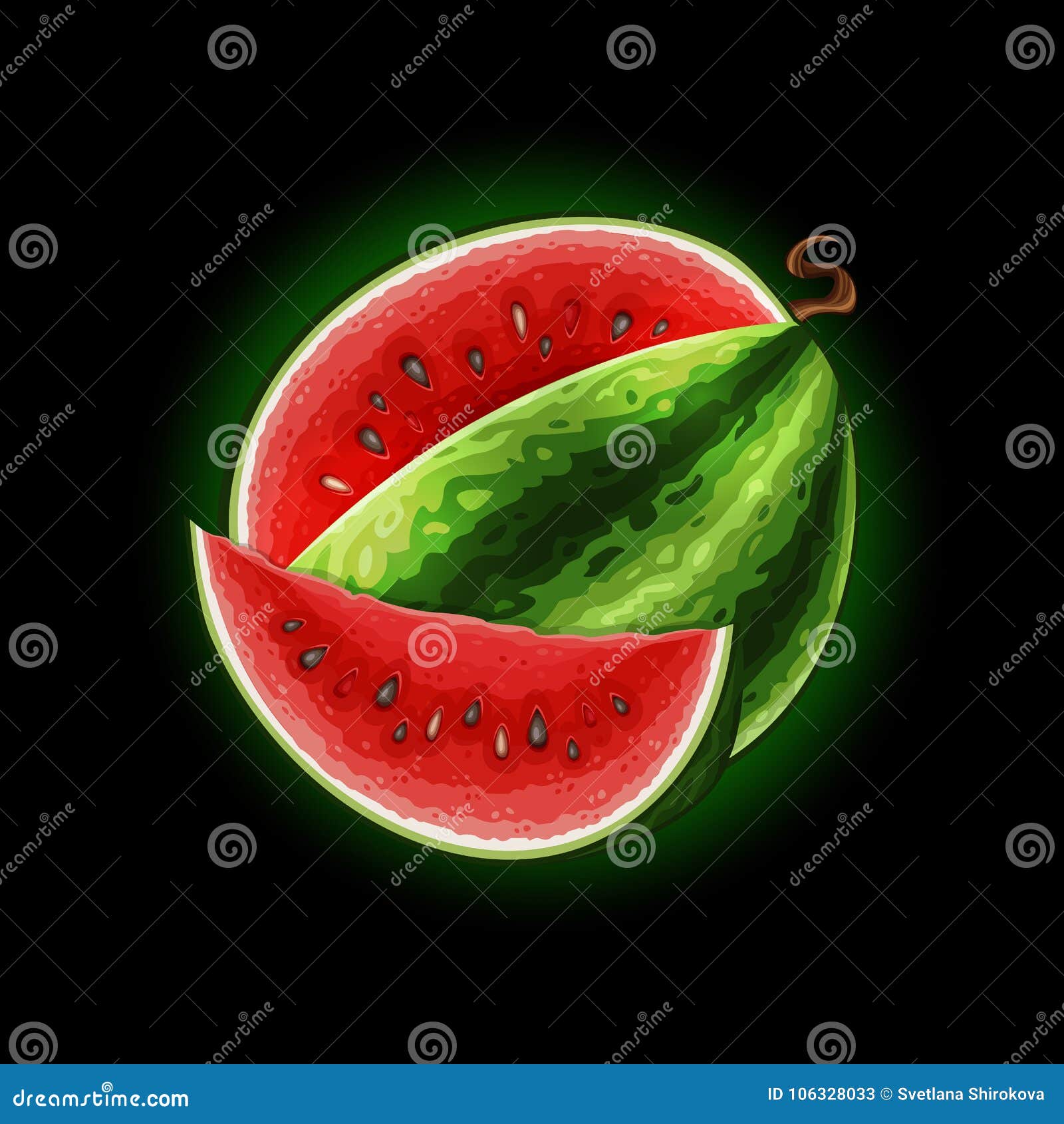 Watermelon Icon In Half Style On A White Background Summer Symbol For ...