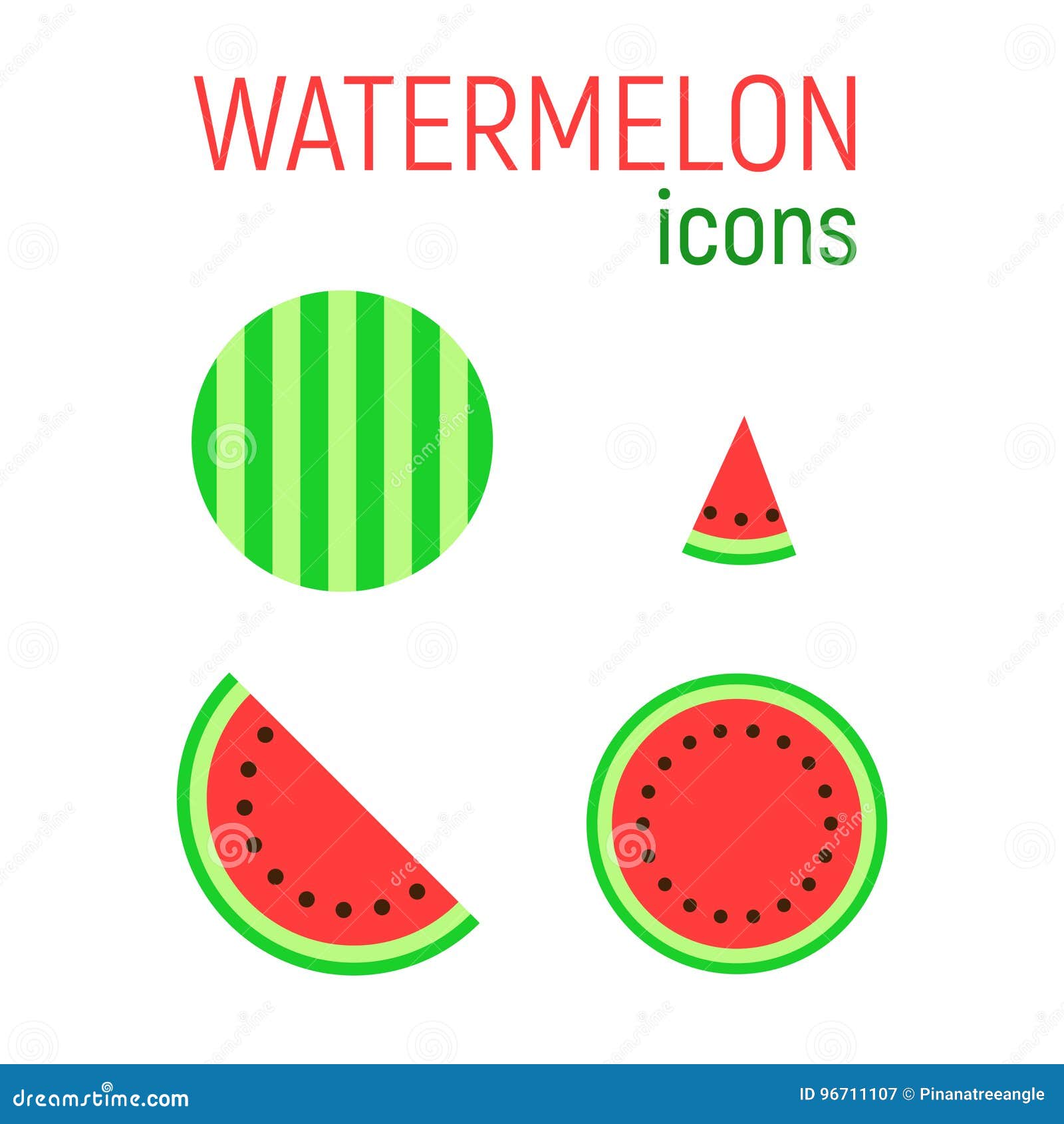 Watermelon icons set stock illustration. Illustration of sweet - 96711107