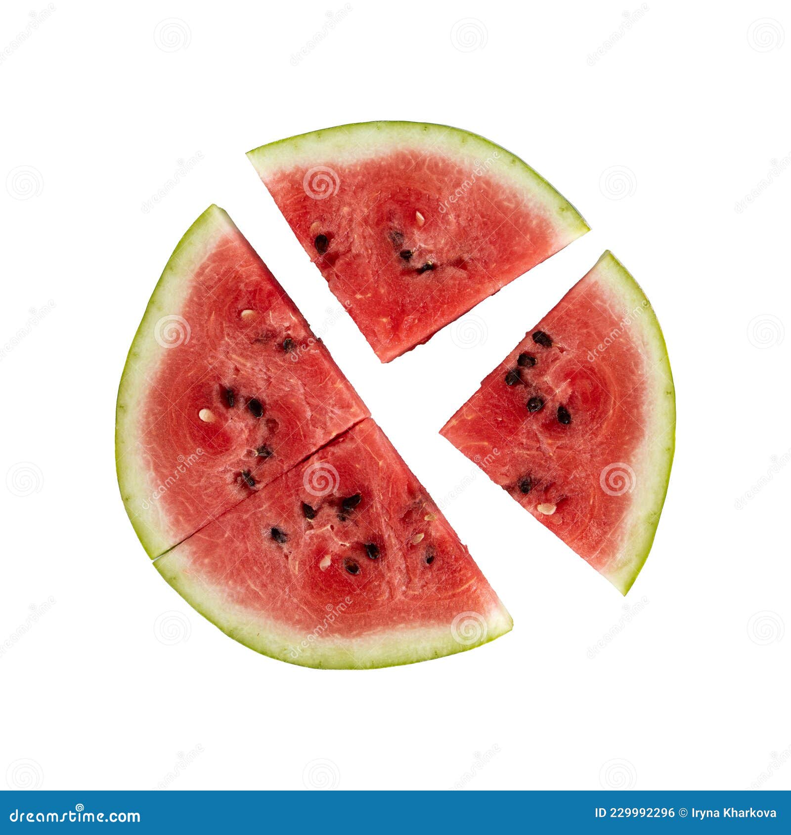 Watermelon Isolated on White Background, Top View Stock Photo - Image ...
