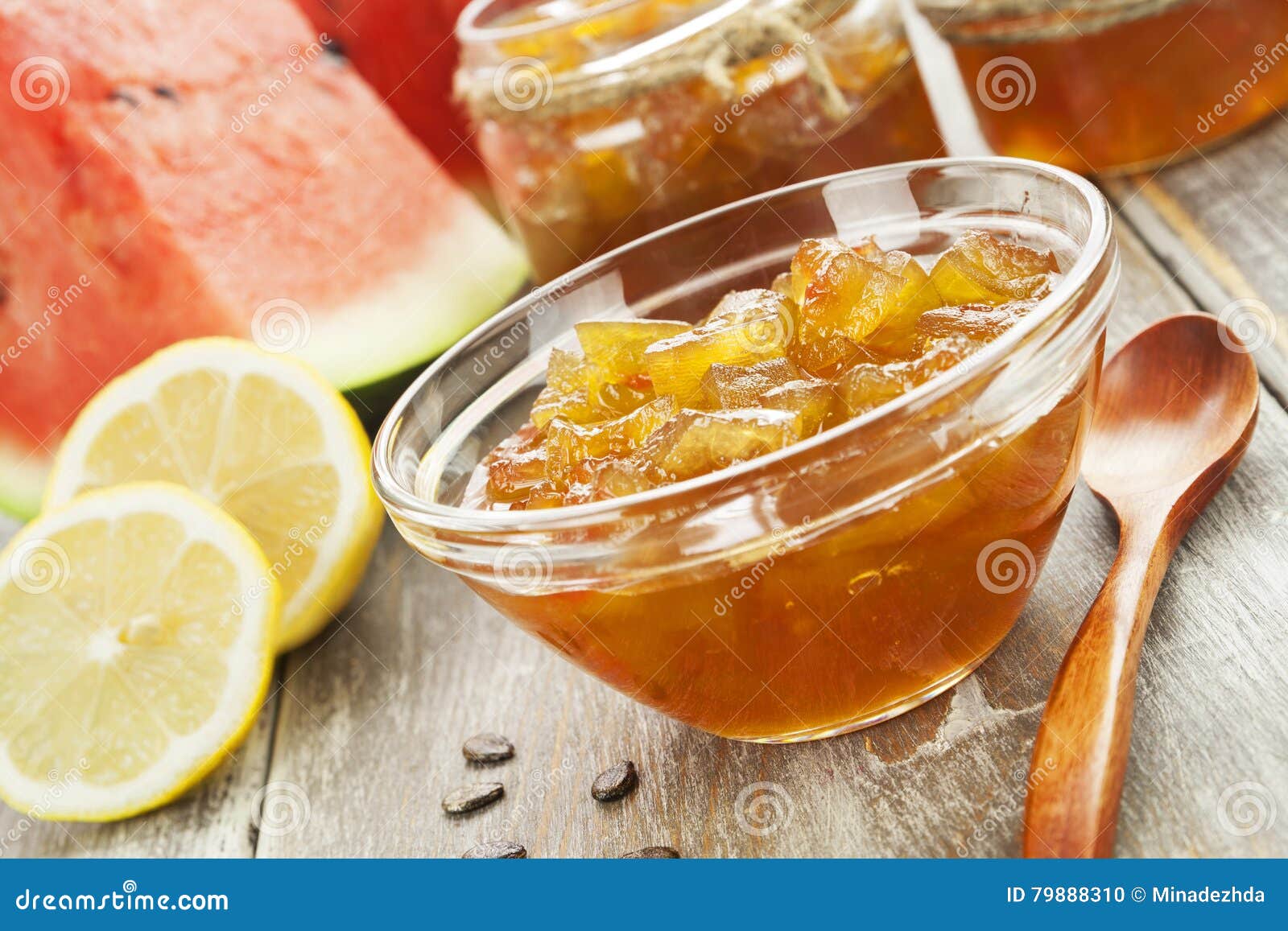 Watermelon jam with lemon stock photo. Image of nutrition - 79888310