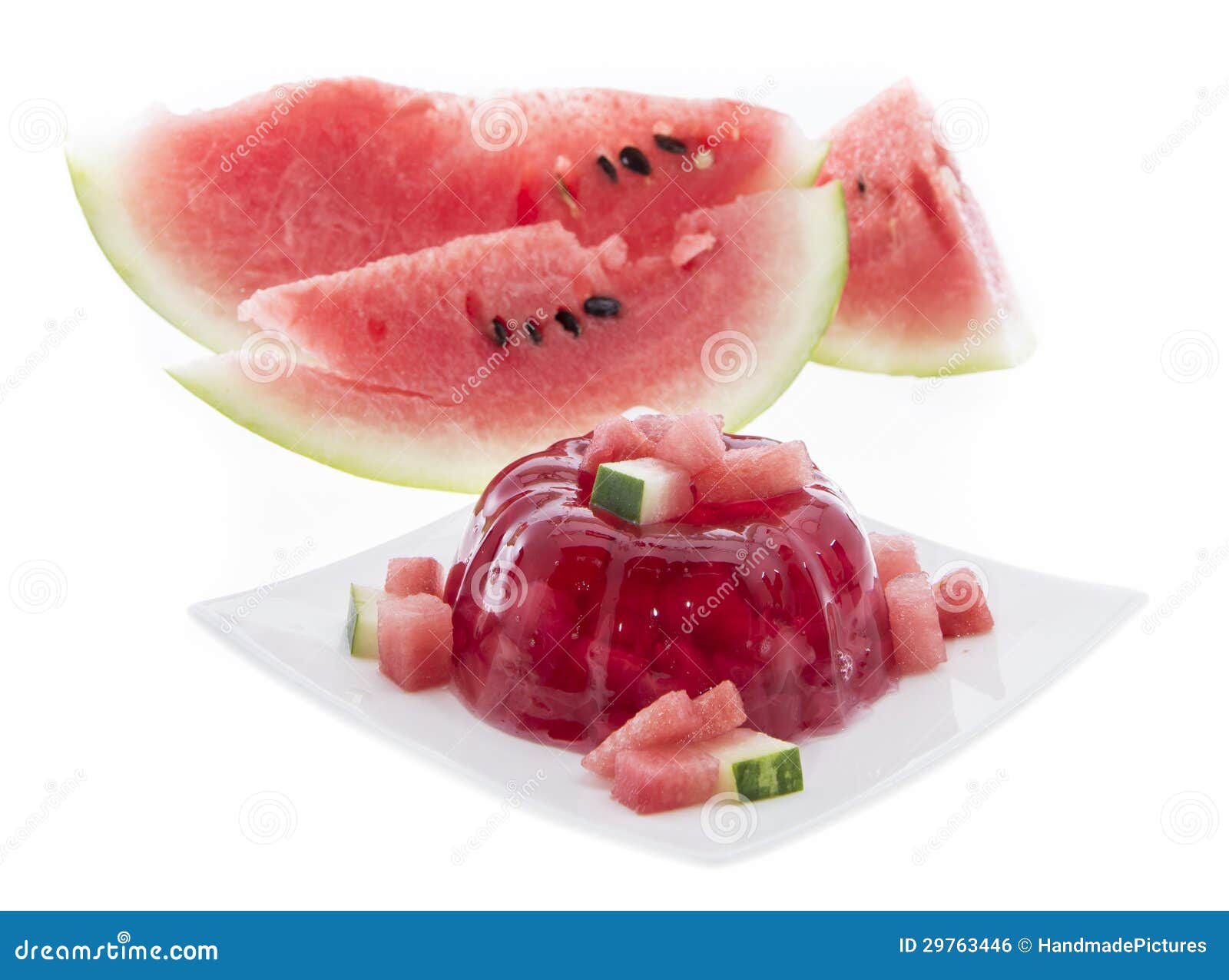 Watermelon Jello Isolated on White Stock Photo - Image of white, tasty ...