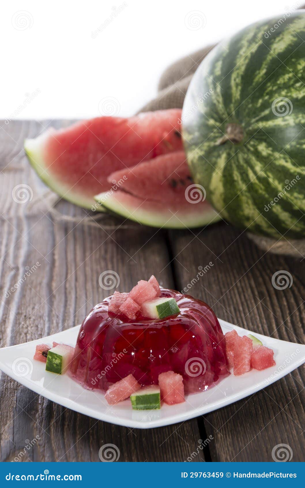 Watermelon Jello Isolated on White Stock Image - Image of portion ...