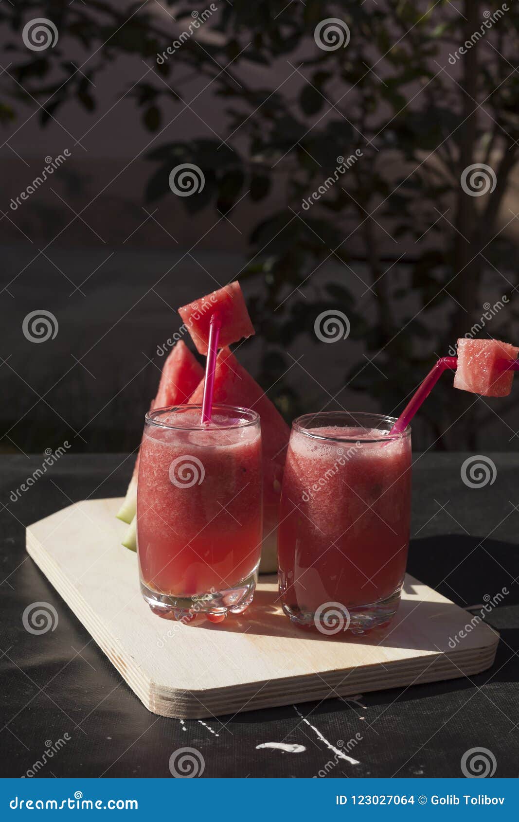 Watermelon Juice Made in a Blender Stock Photo - Image of smoothie ...