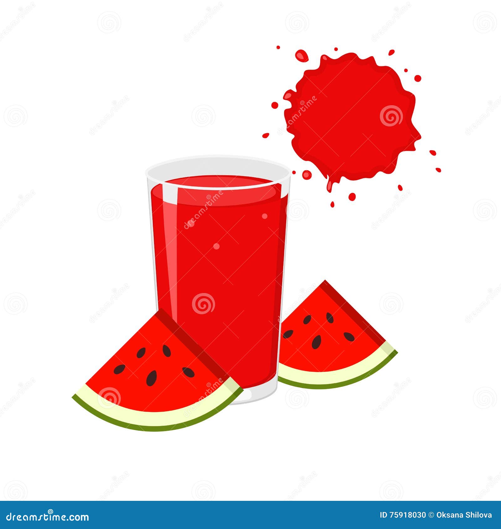 Watermelon Juice and Slices. Stock Vector - Illustration of circle ...