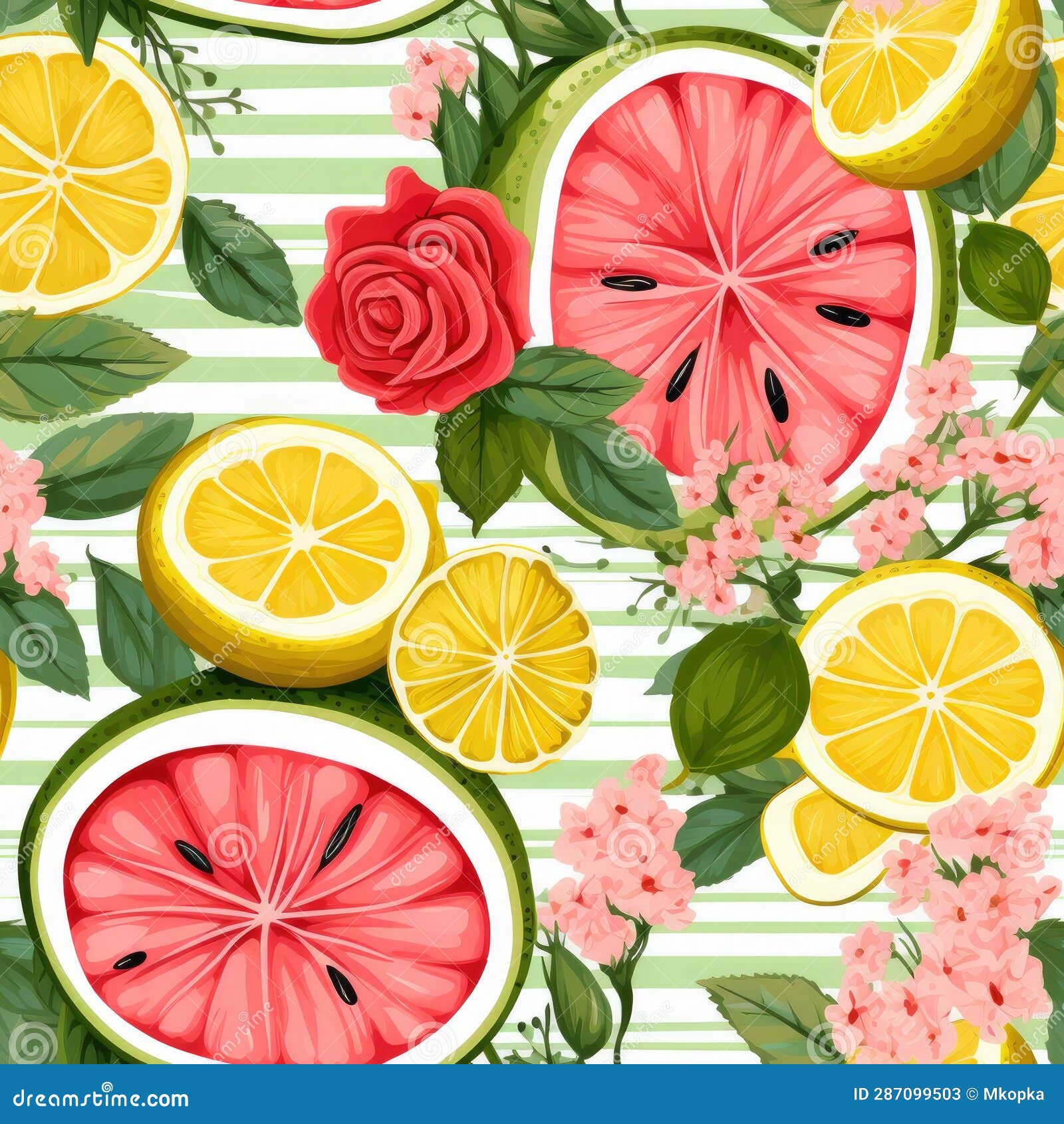 Watermelon and Lemon Seamless Repeating Pattern Fruit Tile Stock ...