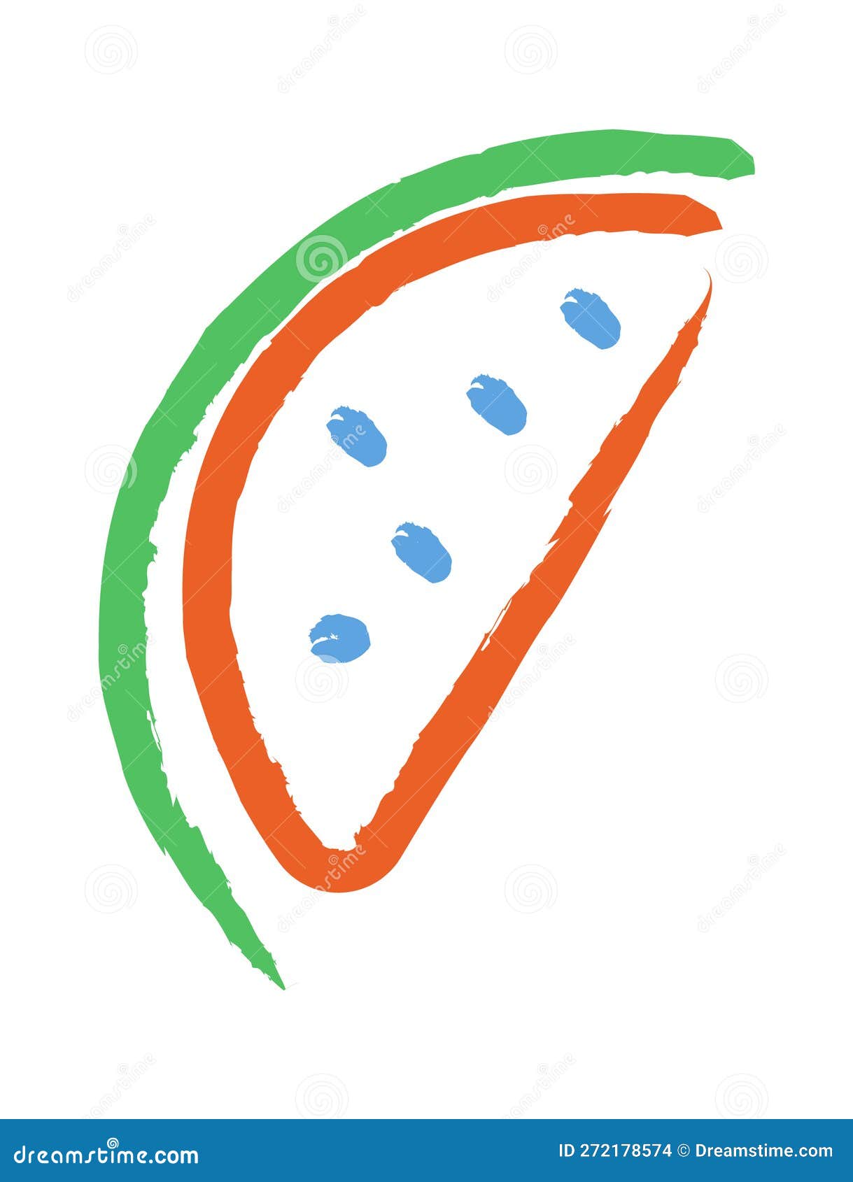 Watermelon Linear Children Drawing Vector Illustration | CartoonDealer ...