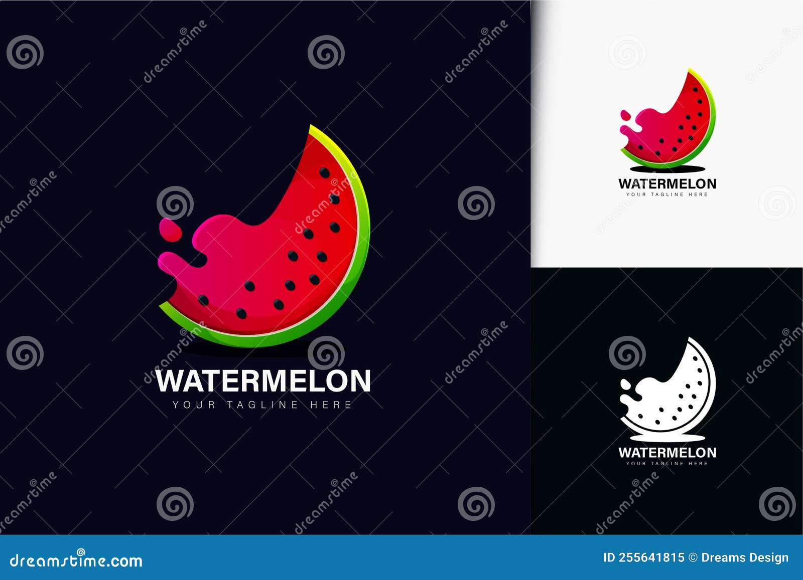 Watermelon Logo Design with Gradient Stock Vector - Illustration of ...