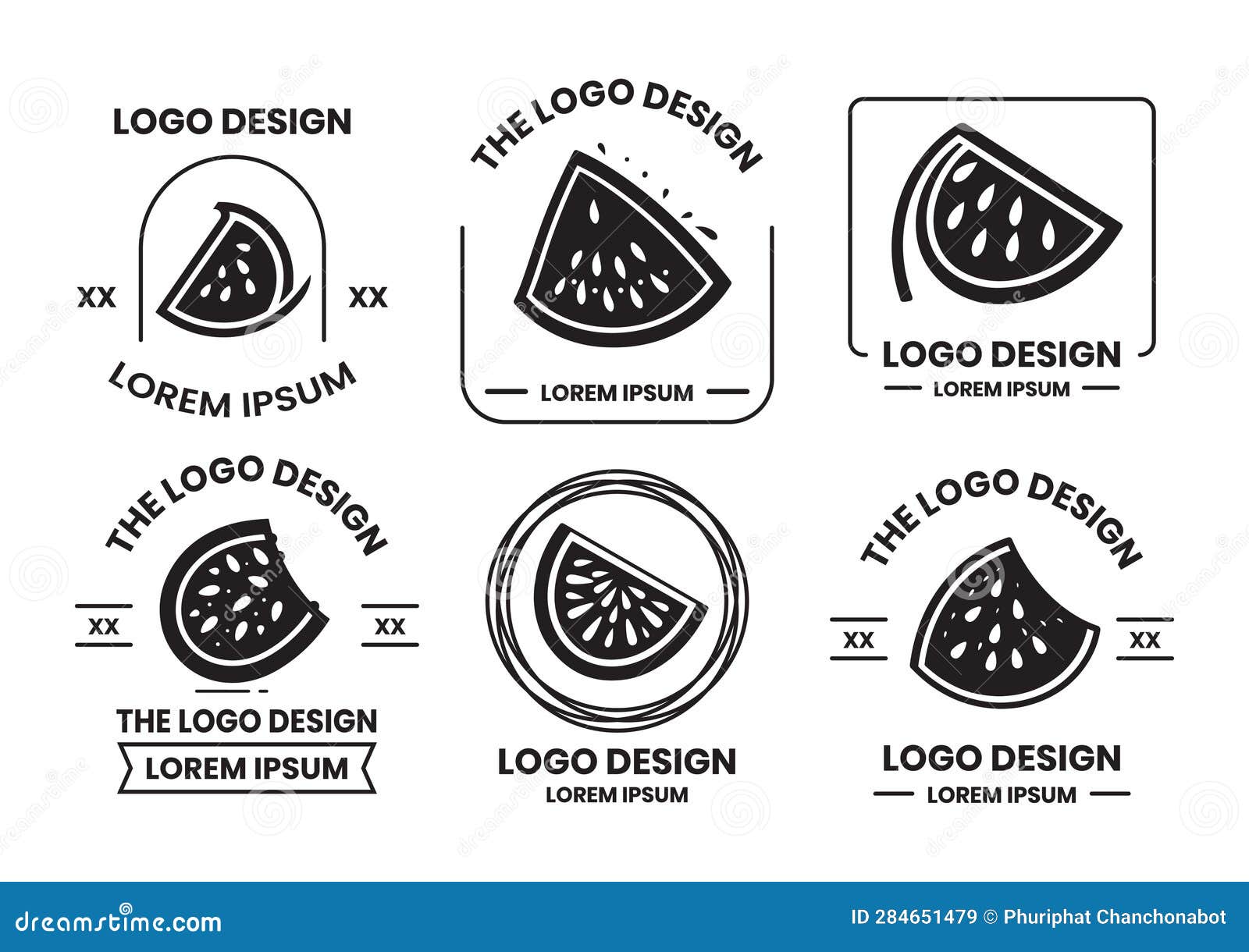 Watermelon Logo in Flat Line Art Style Stock Vector - Illustration of ...