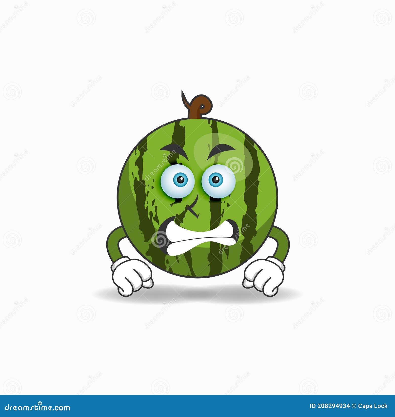Watermelon Mascot Character with Angry Expression. Vector Illustration ...