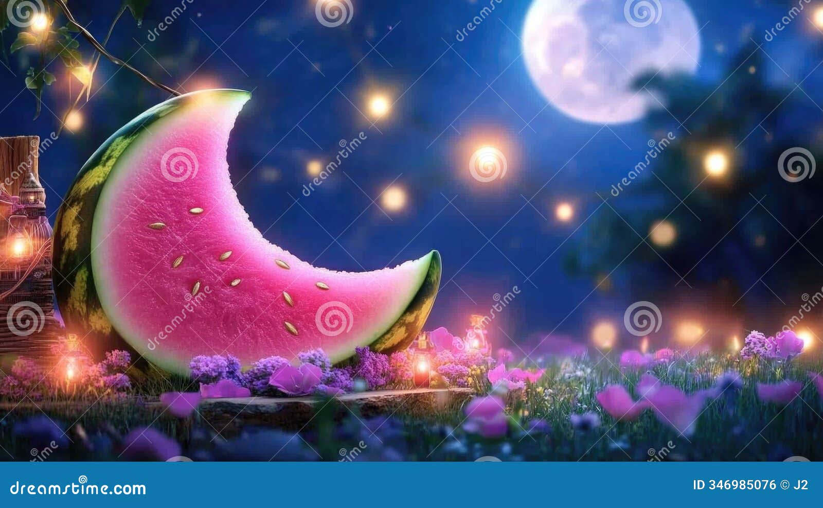 Watermelon Moon Slice for Enchanting Yalda Night Decoration Stock Photo ...