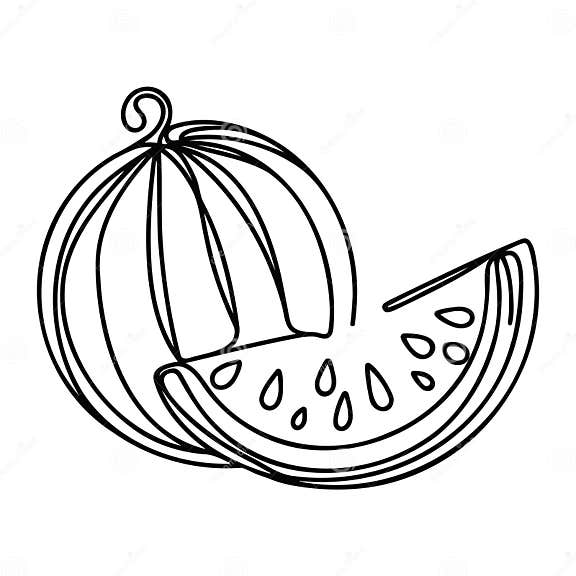 Watermelon One Line Continuous. Line Art Watermelon Stock Vector ...