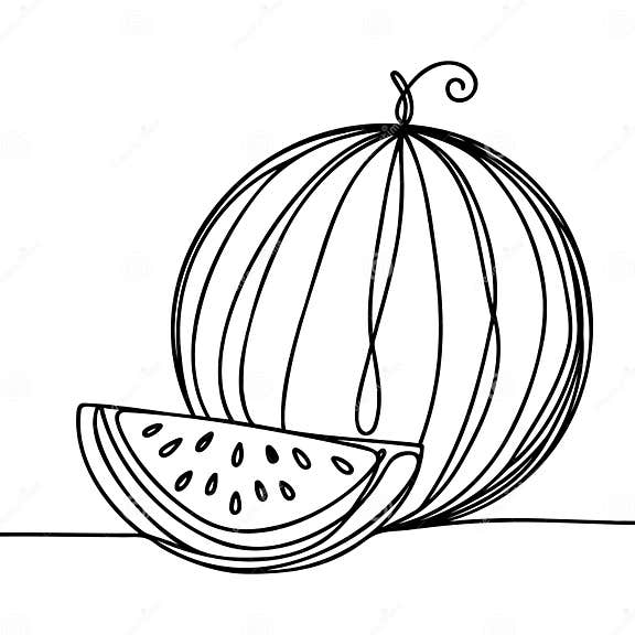 Watermelon One Line Continuous. Line Art Watermelon Stock Vector ...
