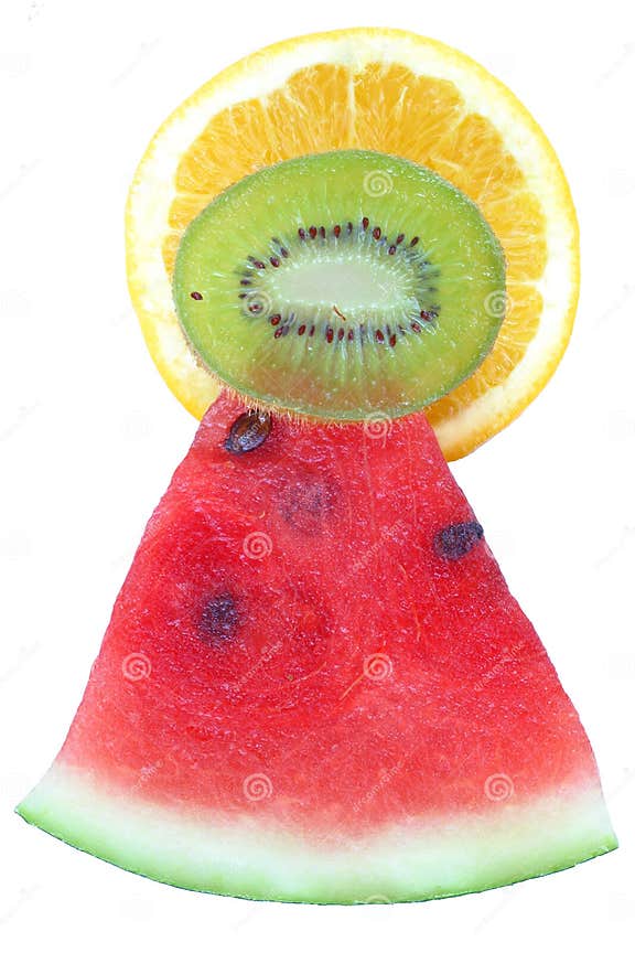 Watermelon, Orange & Kiwi Pyramid Stock Image - Image of fruity, design ...