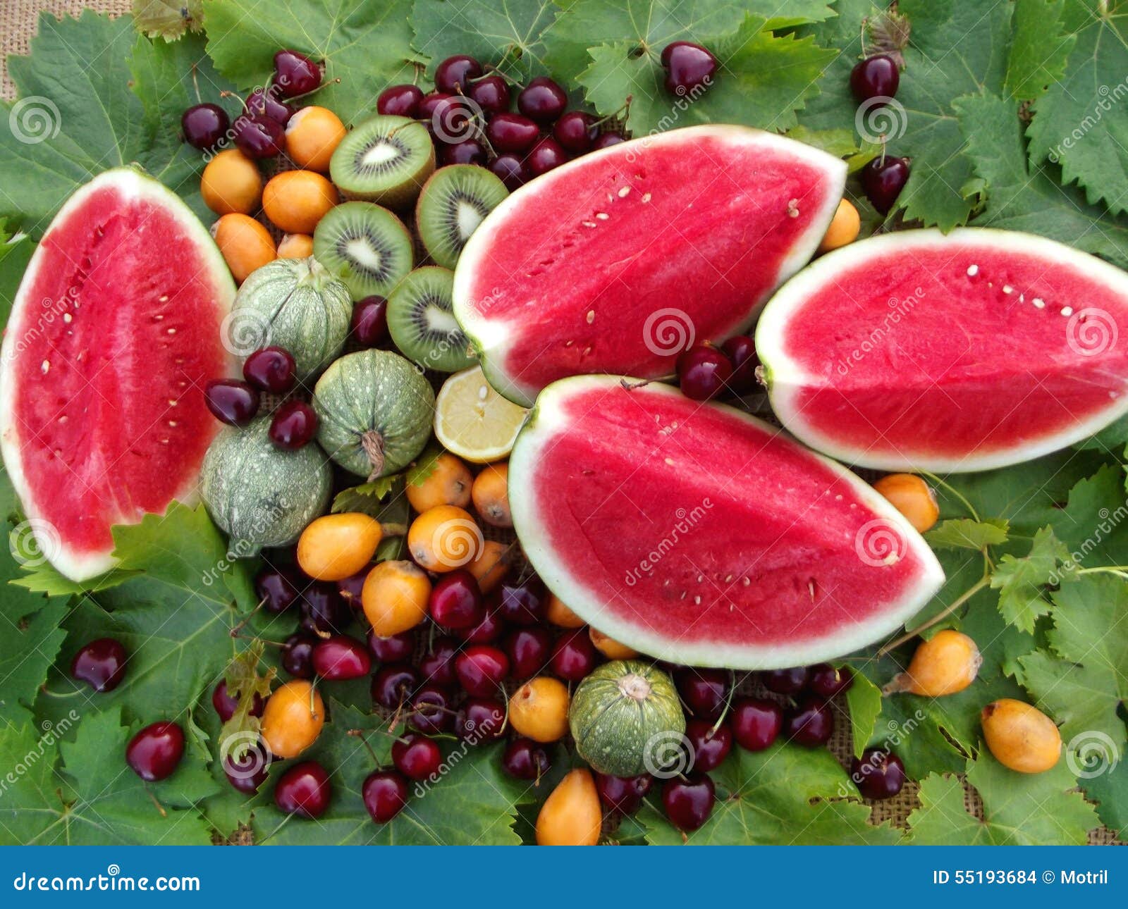 Watermelon and Other Fruits Display Stock Photo - Image of fruits ...