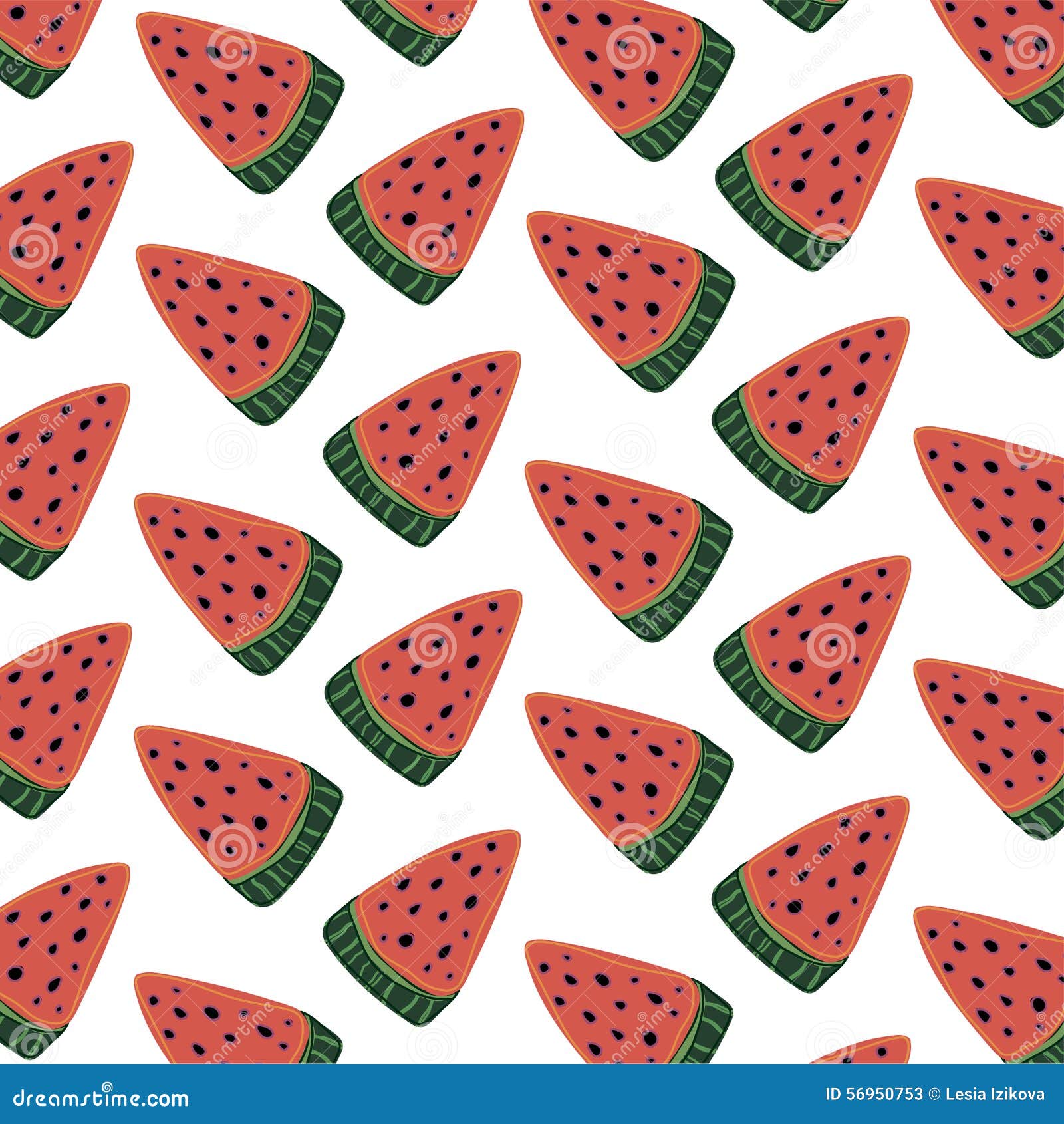 Watermelon pattern stock vector. Illustration of hand - 56950753