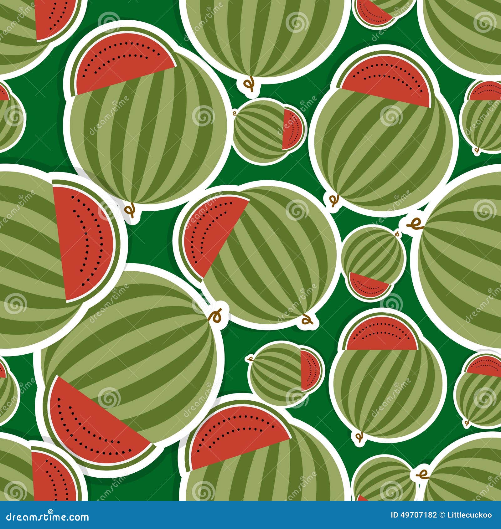 Watermelon Pattern. Seamless Texture with Ripe Watermelons Stock Vector ...