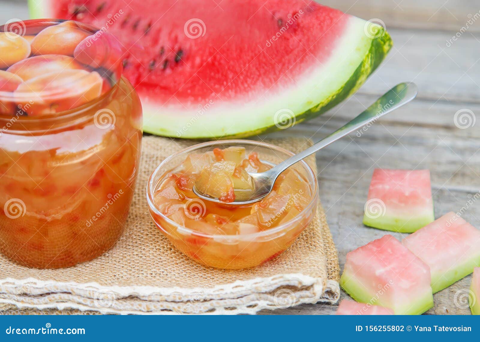 Watermelon Peel Jam in Jars. Selective Focus Stock Photo - Image of ...