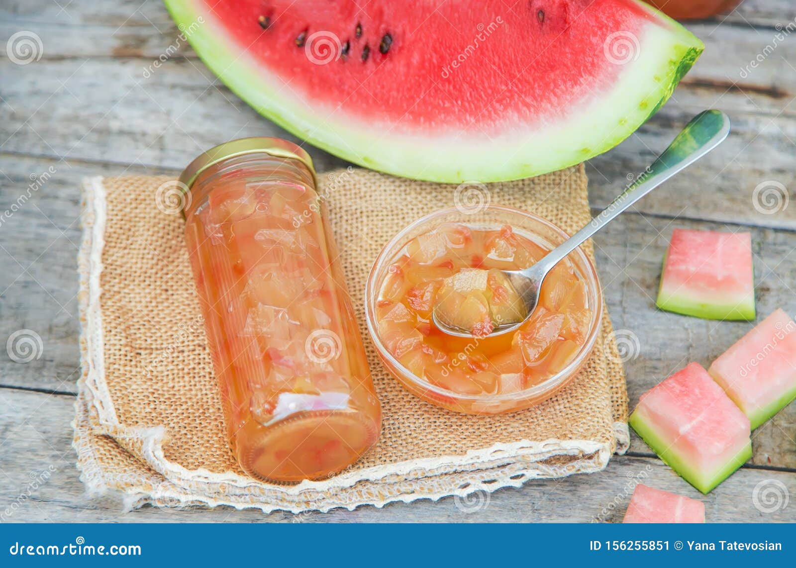 Watermelon Peel Jam in Jars. Selective Focus Stock Image - Image of ...