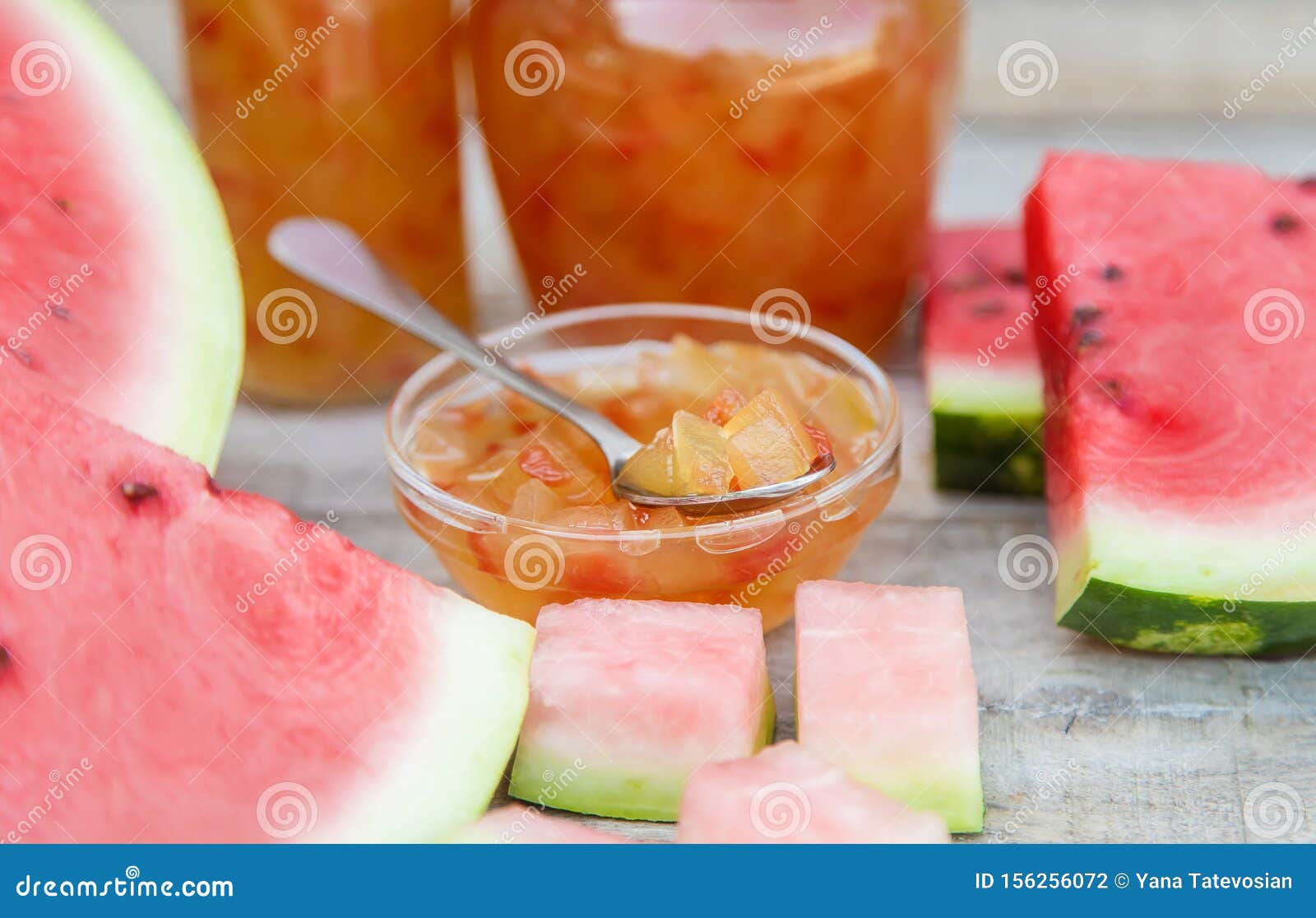Watermelon Peel Jam in Jars. Selective Focus Stock Photo - Image of ...