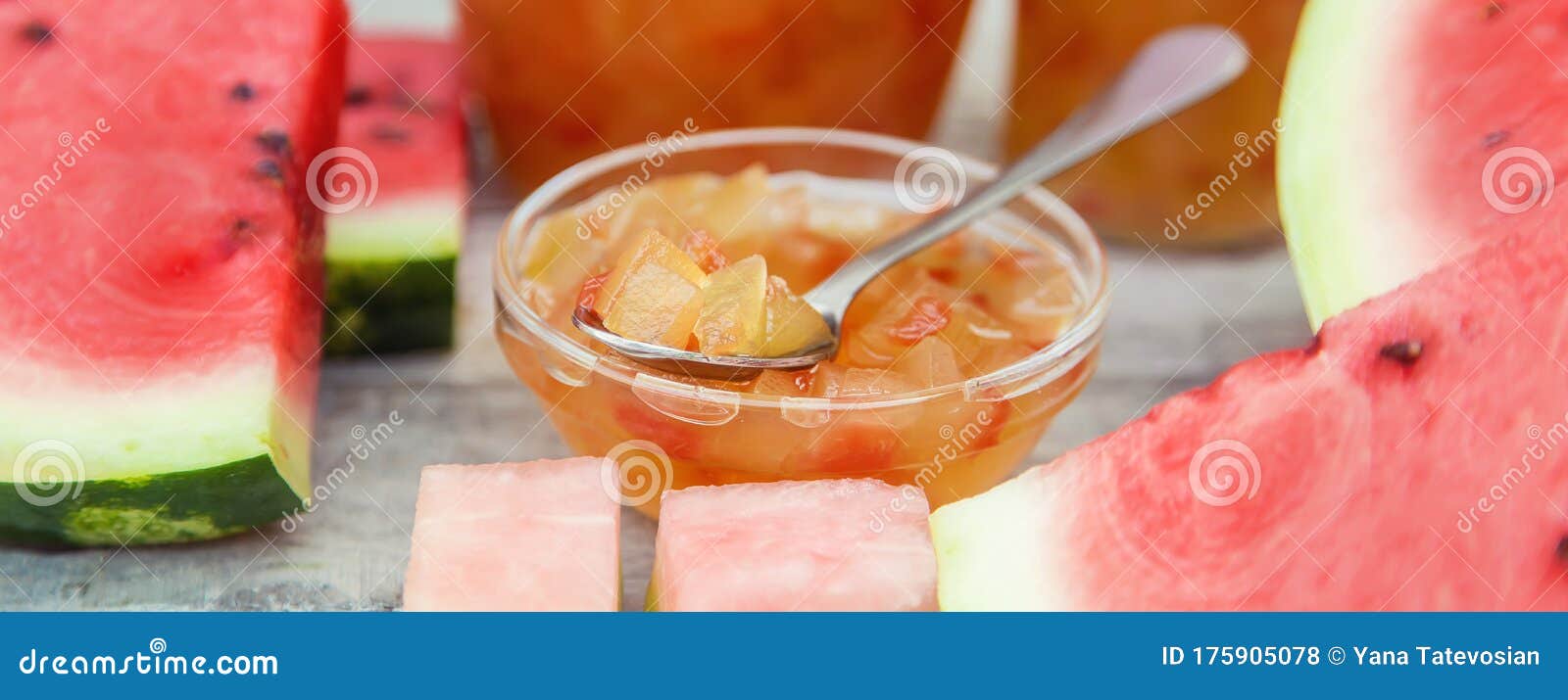 Watermelon Peel Jam in Jars. Selective Focus Stock Photo - Image of ...
