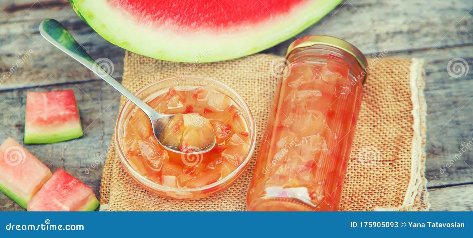 Watermelon Peel Jam in Jars. Selective Focus Stock Image - Image of ...