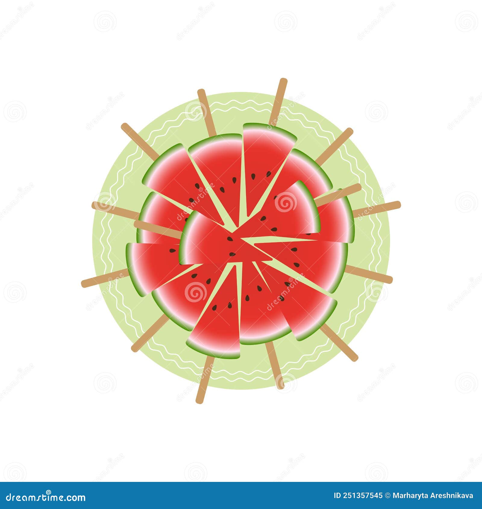 Watermelon , Piece of Watermelon on Stick. Stock Vector - Illustration ...