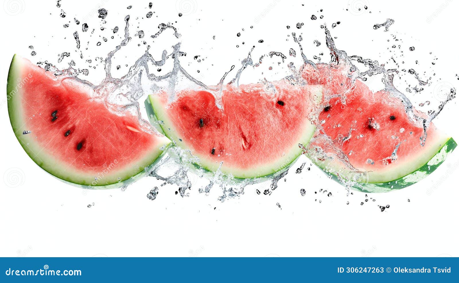 Watermelon Pieces, Watermelon with Juice Splash Stock Image - Image of ...