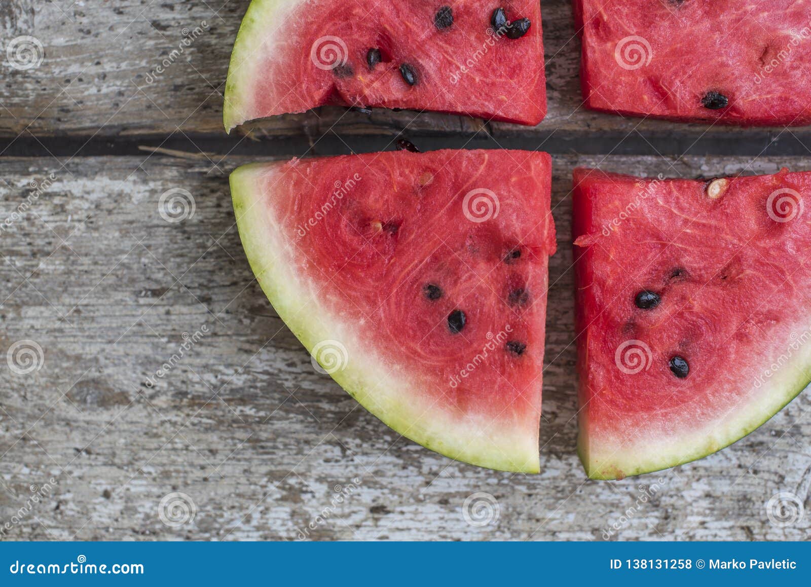 Watermelon Pieces on the Old Board Close Up Stock Photo - Image of ...