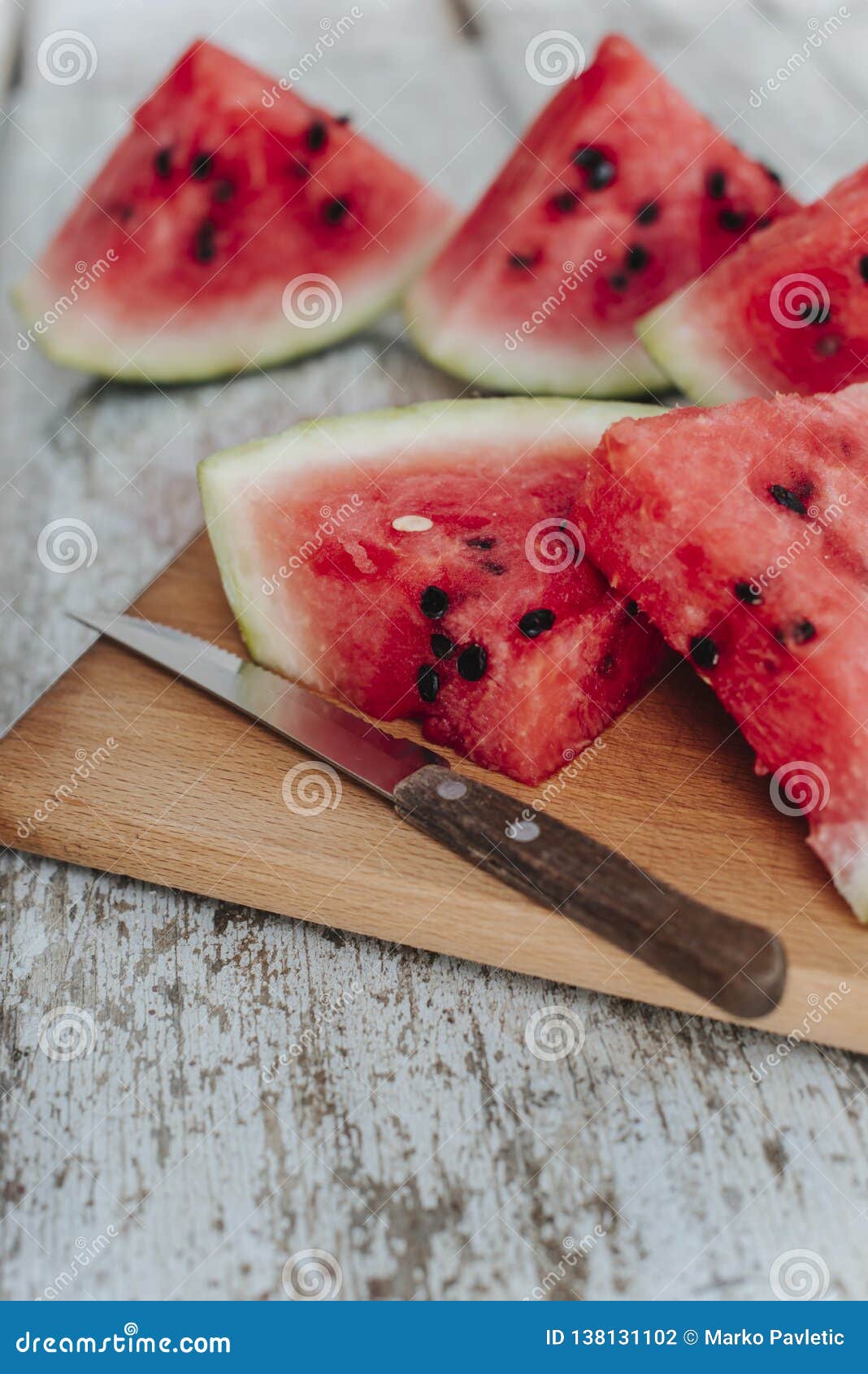 Watermelon Pieces on the Old Board Stock Photo - Image of natural ...