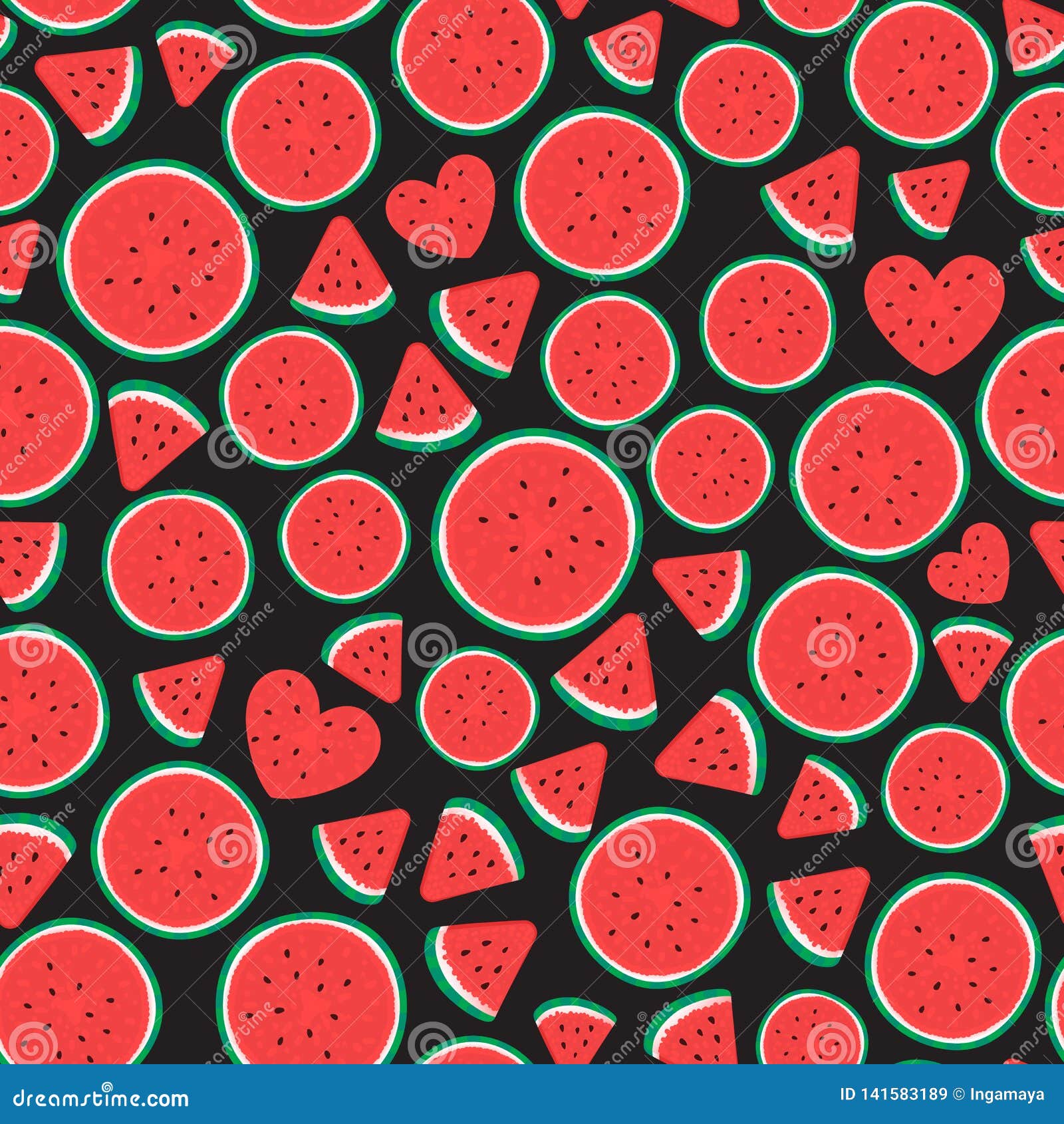 Watermelon Pieces Seamless Pattern Surface Design. Vector Illustration ...