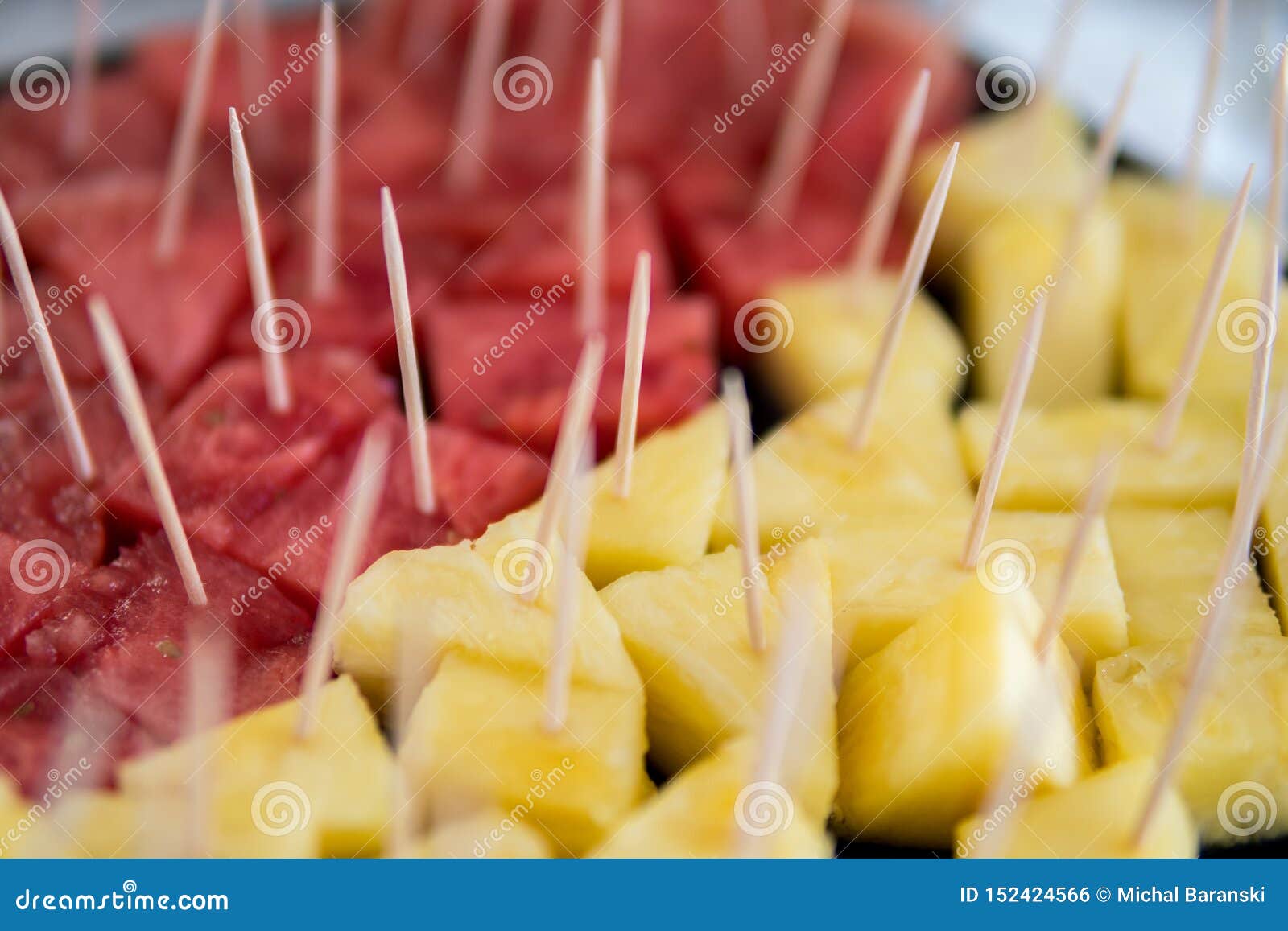 Watermelon and Pineapple on a Toothpick Stock Photo - Image of food ...