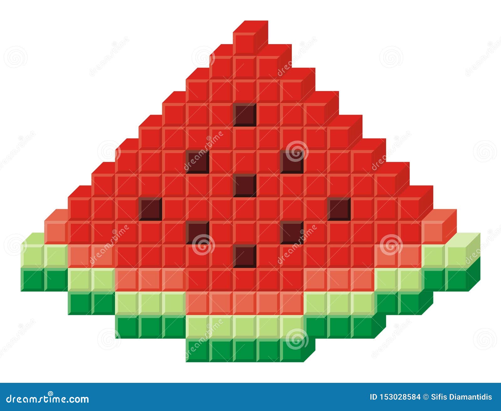 Watermelon Slice Pixel Art Icon Vector Illustration | CartoonDealer.com ...