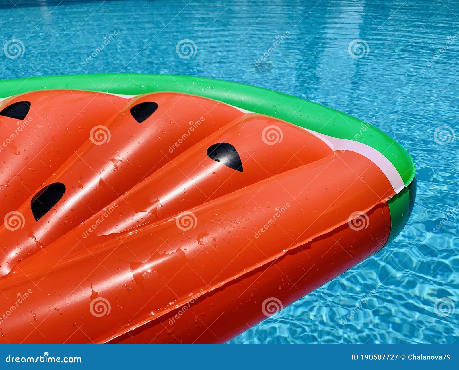 Watermelon Pool Float, Part of Ring Floating in a Refreshing Blue ...