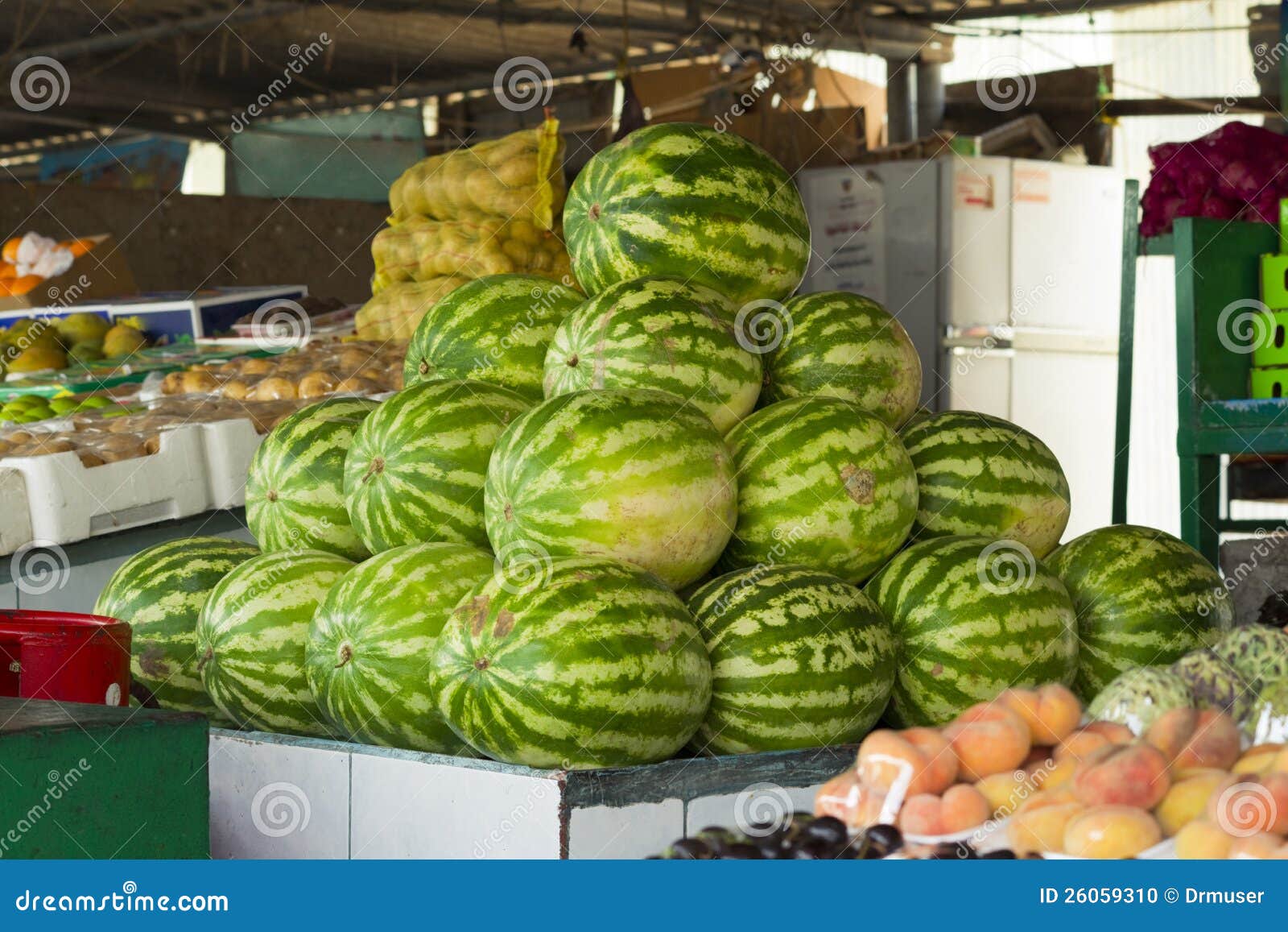 Watermelon Pyramid stock photo. Image of market, ball - 26059310