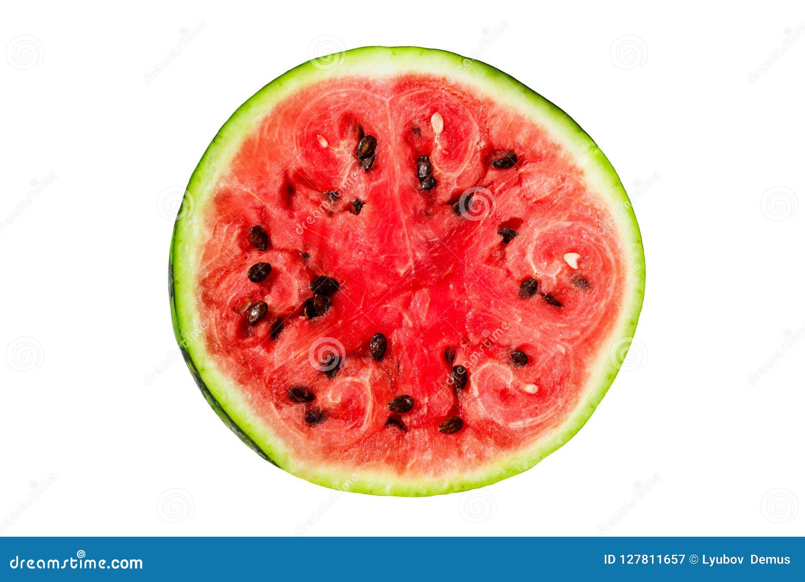 Watermelon on Round Slice, Top View Close-up, Isolated Stock Image ...
