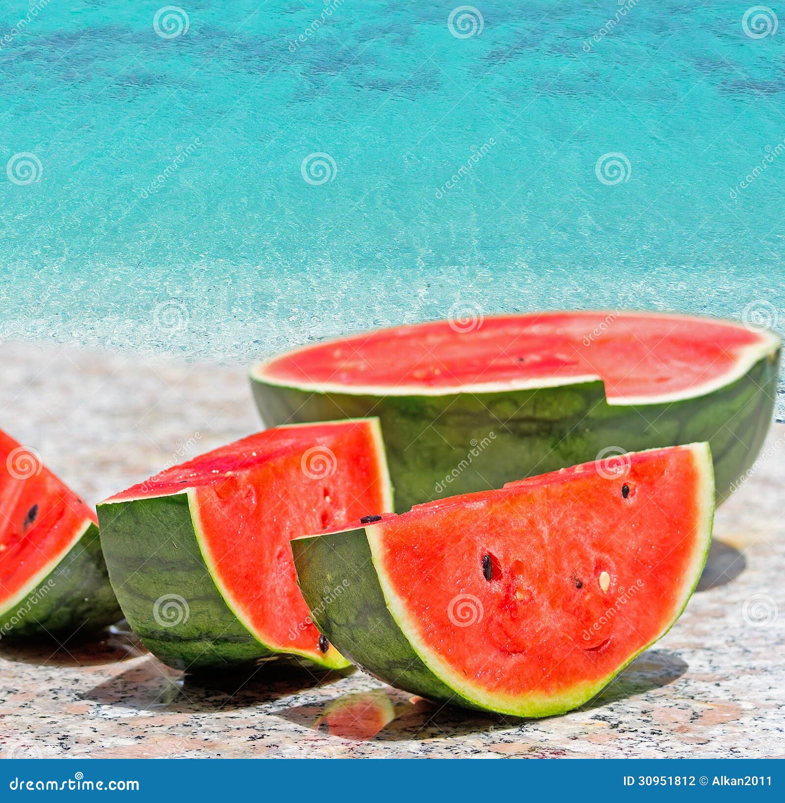 Watermelon and sea stock photo. Image of water, juicy - 30951812