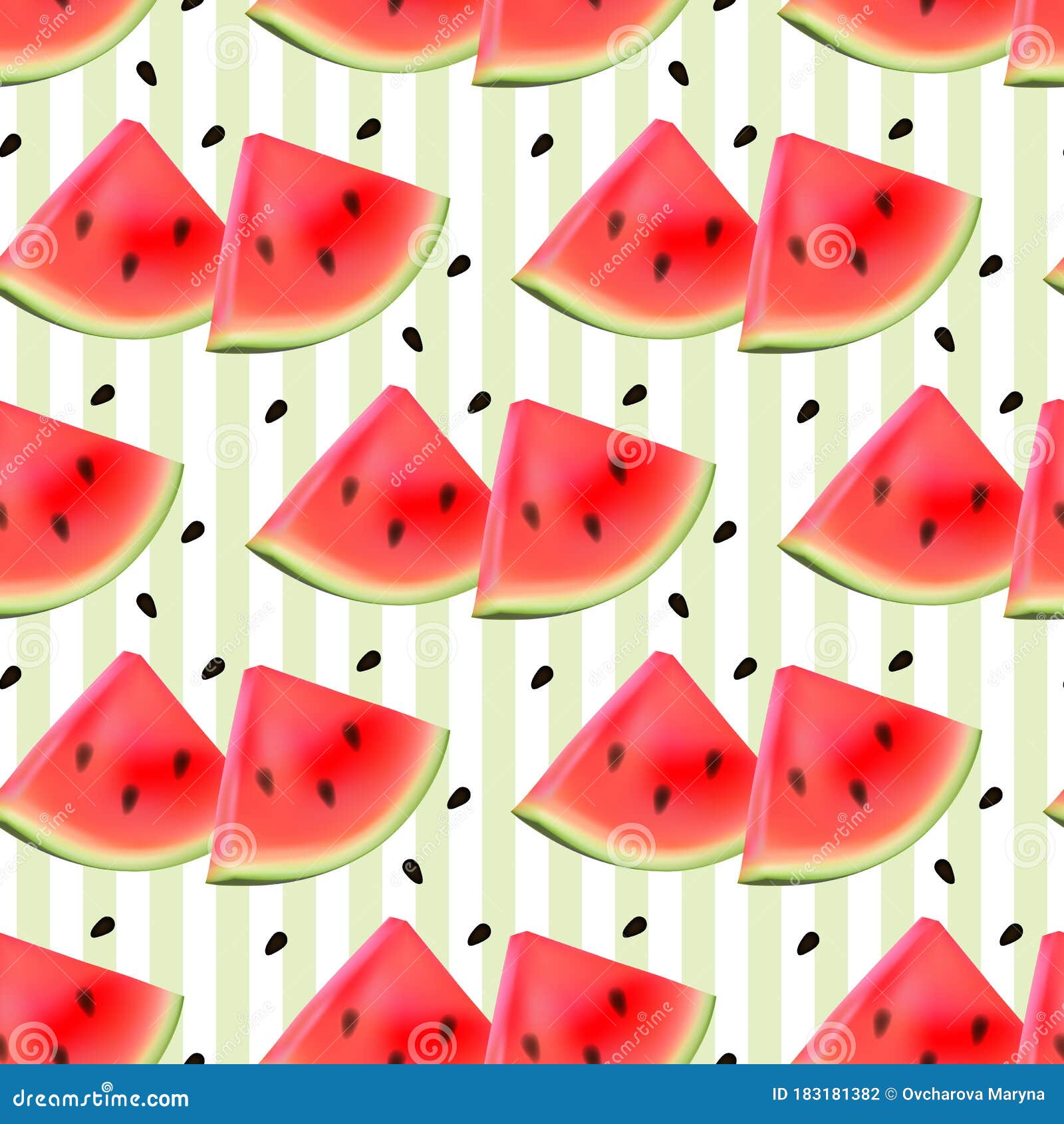 Watermelon Seamless Pattern 3D. Sweet Abstract Background. Vector ...