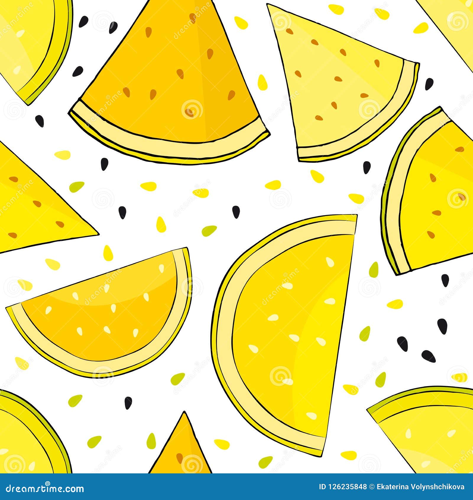 Watermelon Seamless Pattern. Fresh Pattern with Yellow Melon. Stock ...