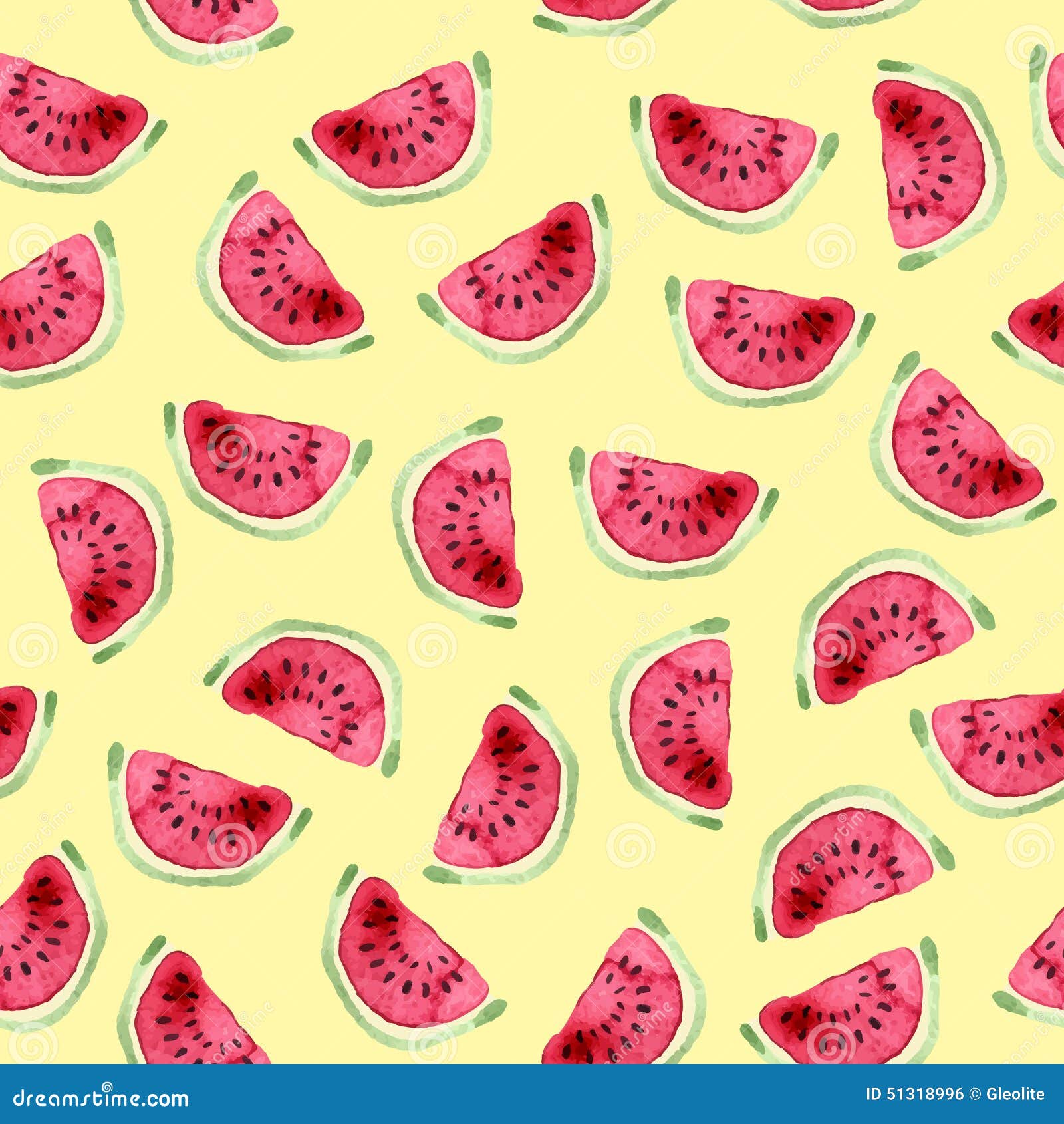 Watermelon Seamless Pattern. Hand Drawn Watercolor Stock Vector ...