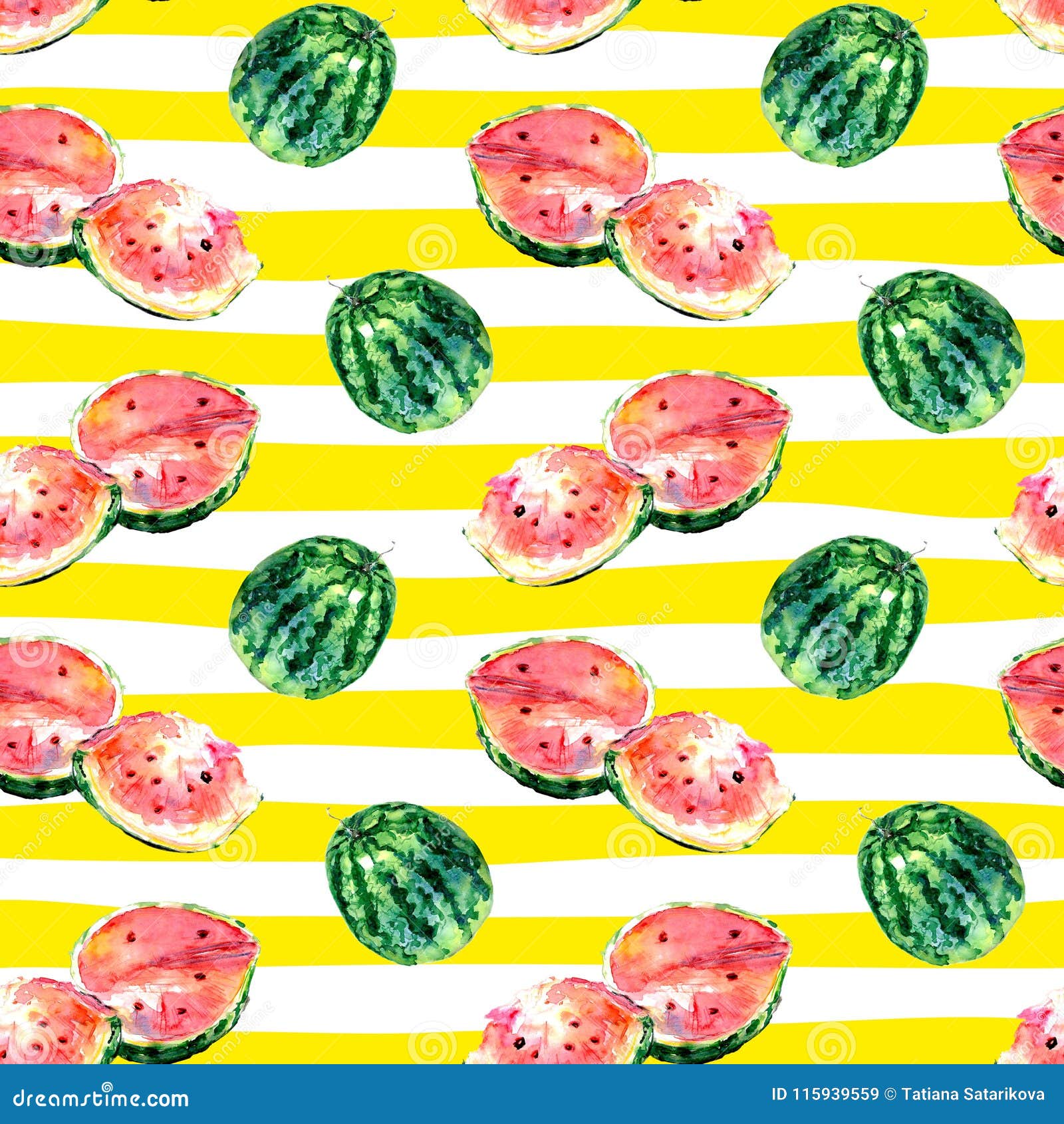Watermelon Seamless Pattern with Polka Dots Stock Image - Image of ...