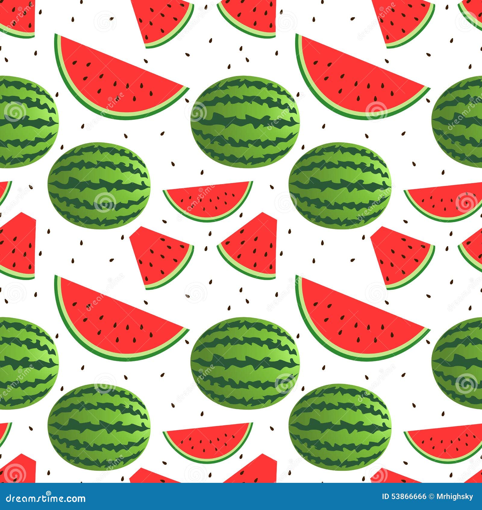 Watermelon Seamless Pattern Stock Vector - Illustration of summer ...