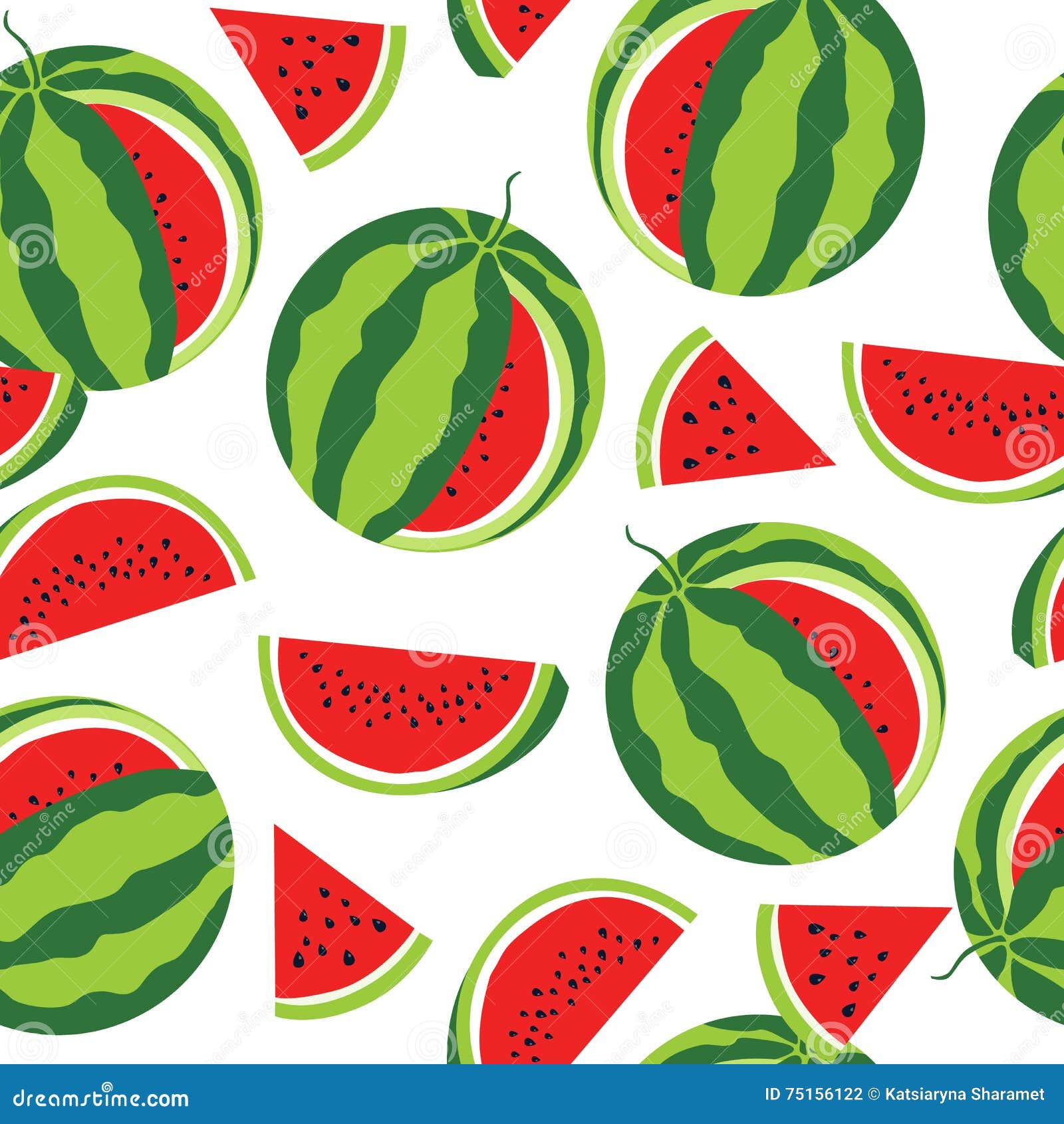 Watermelon Seamless Pattern. Stock Vector - Illustration of pattern ...