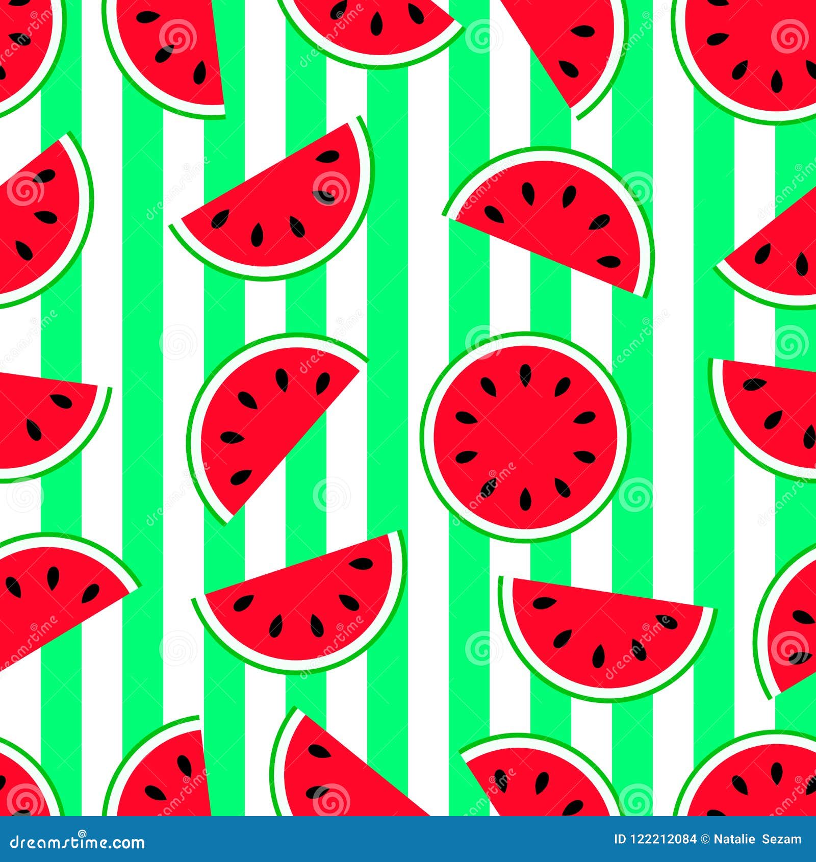 Watermelon Seamless Pattern. Vector Illustration. Repeat Background ...