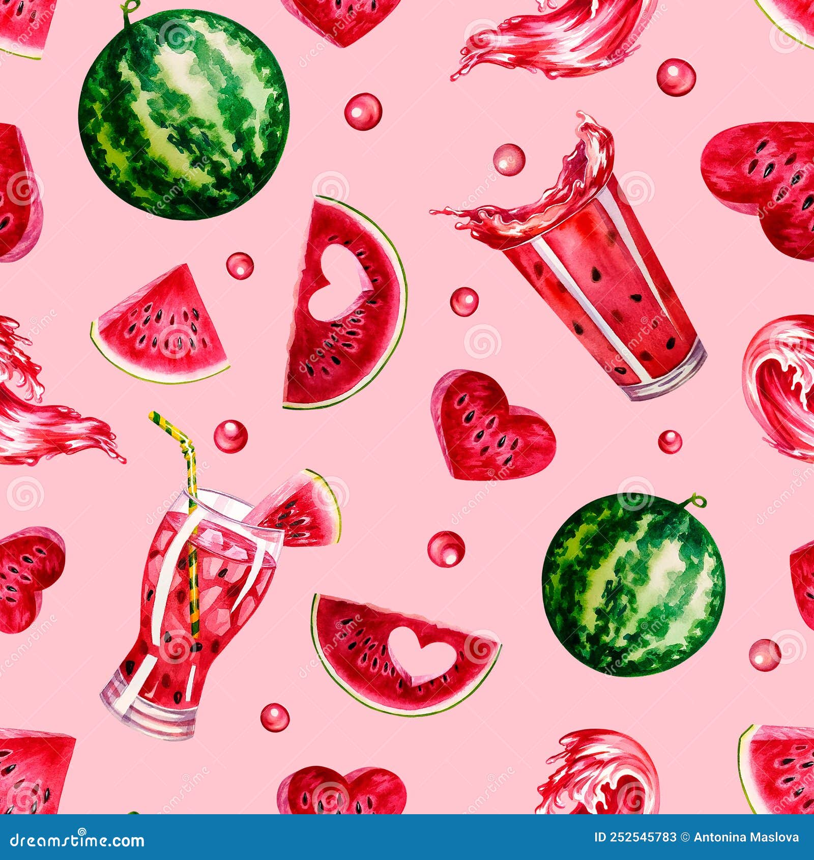 Watermelon. Seamless Pattern. Watercolor. for Design Solutions for ...