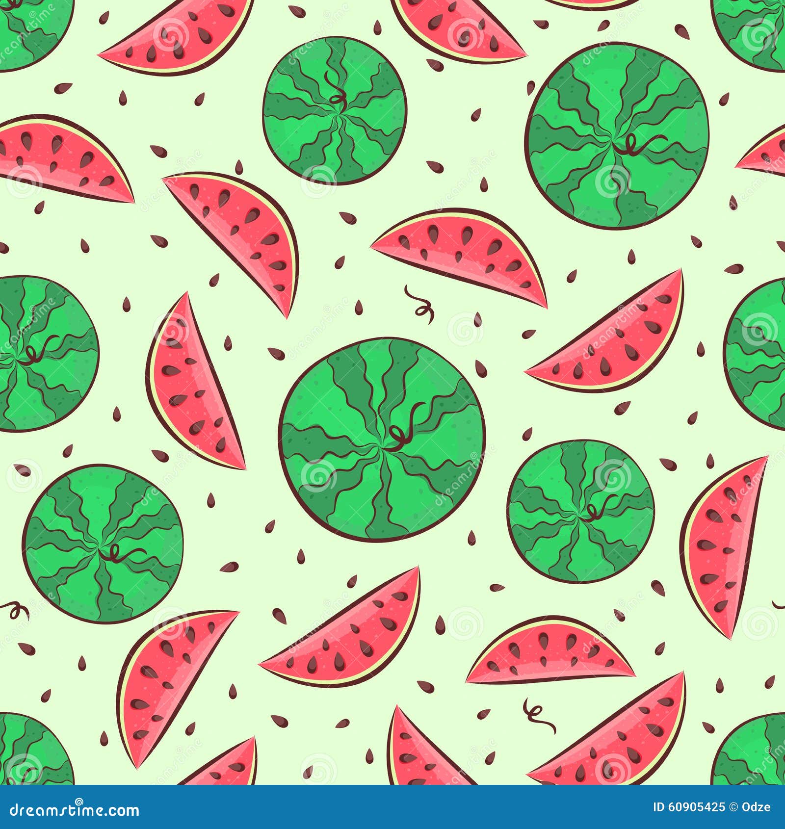 Watermelon Seamless Pattern with Whole Watermelon Stock Vector ...