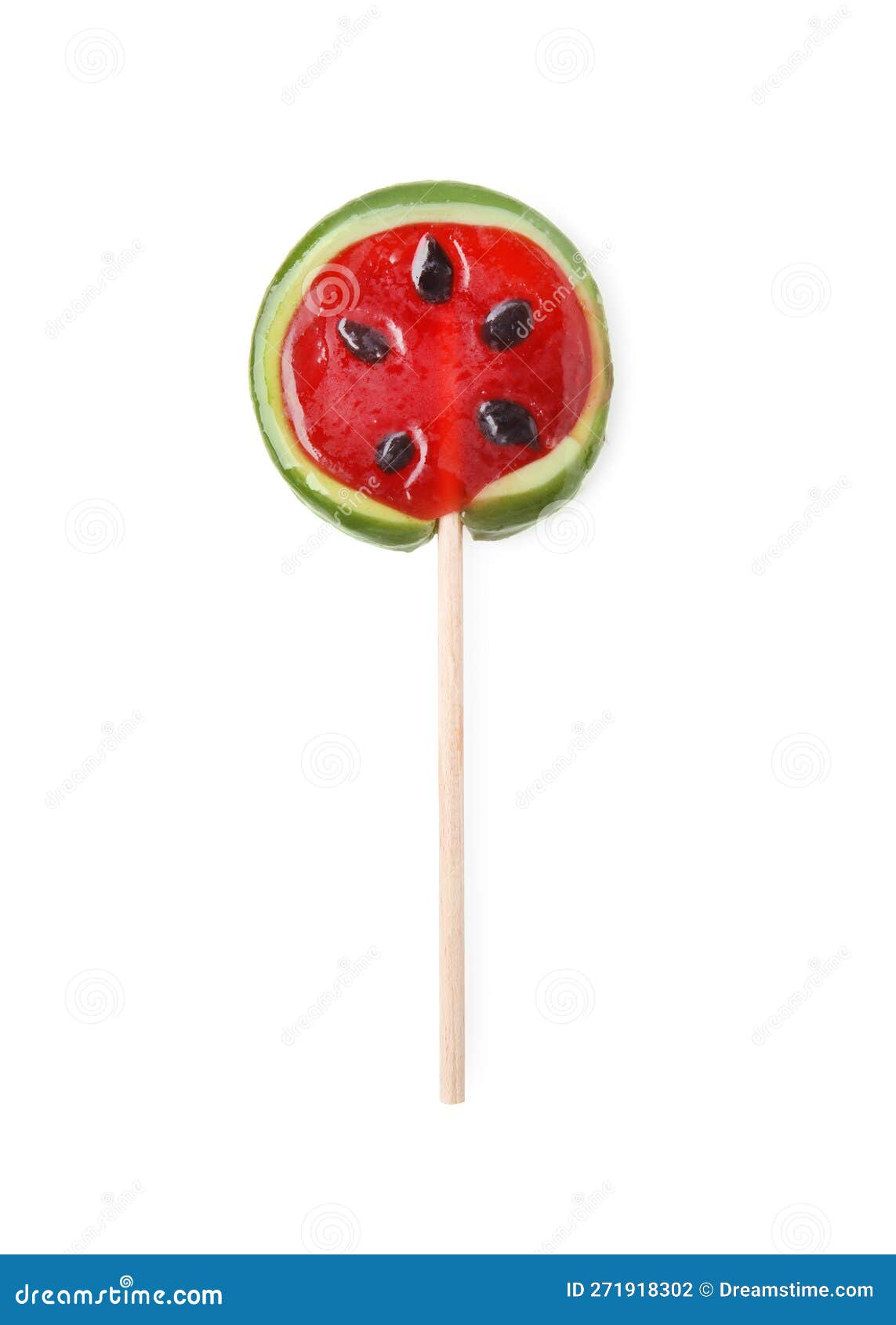Watermelon Shaped Lollipop Isolated on White, Top View Stock Photo ...
